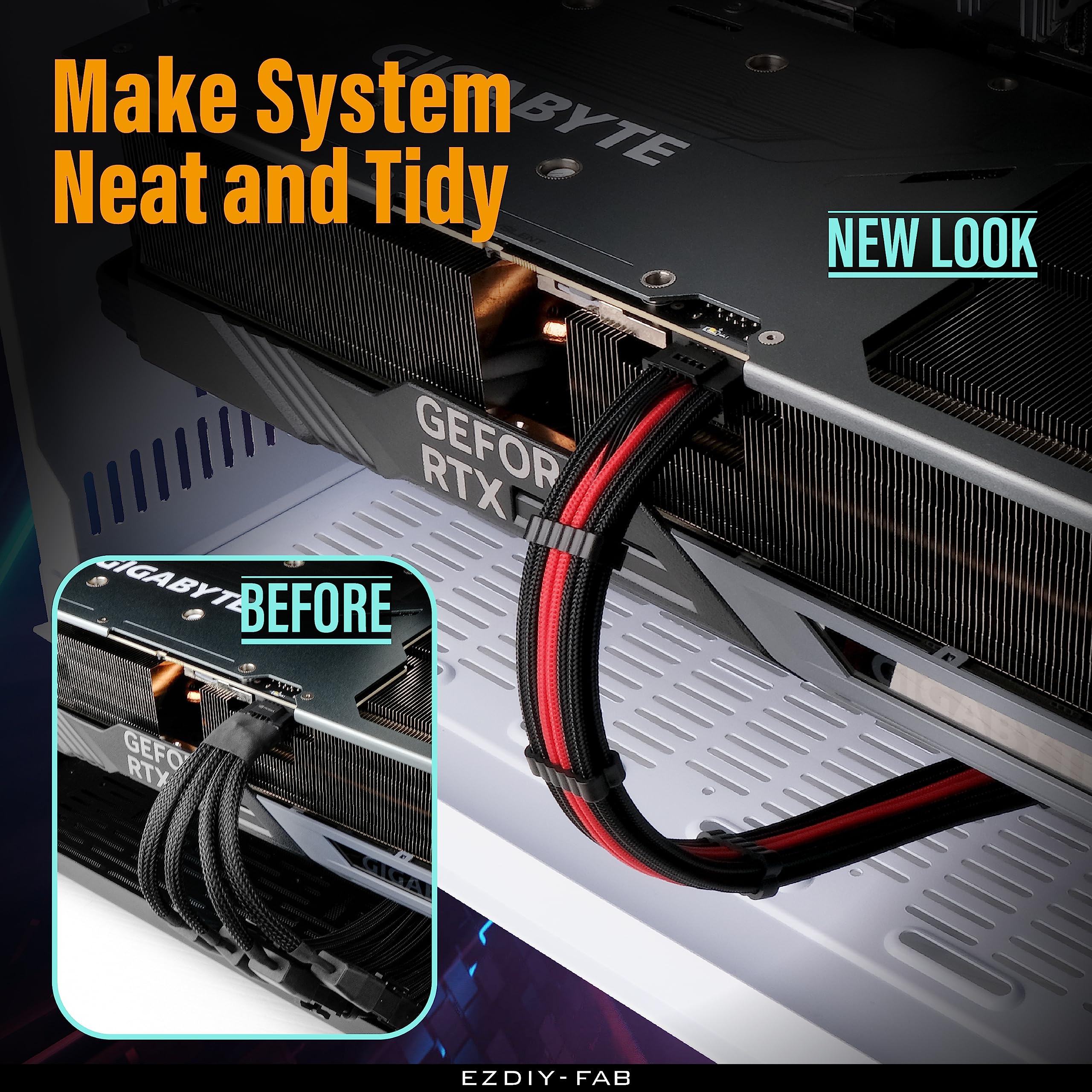 Snapklik.com : EZDIY-FAB GPU Power Sleeved Cable Extension, 16pin(12+4 ...