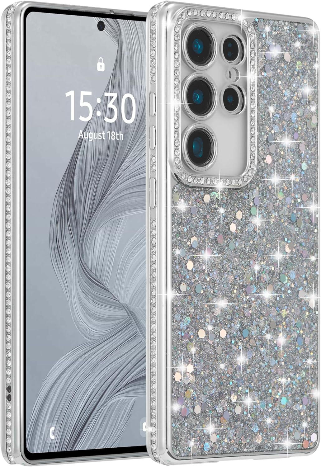 Amazon.com: FABSPARK Case for Samsung Galaxy S22,Glitter Crystal Diamond Rhinestone Sequin Shiny ...