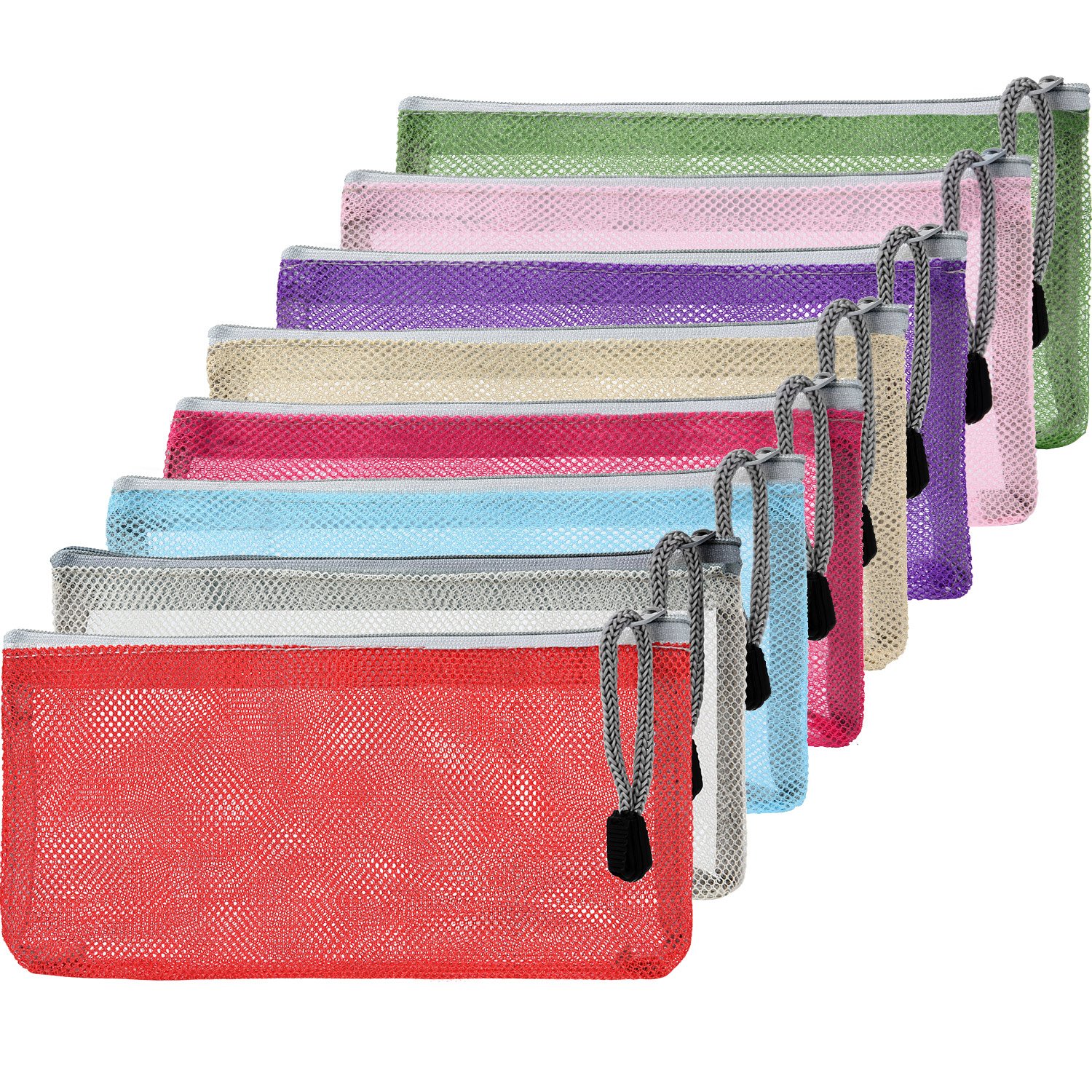 Amazon.com : 8 Pieces Mesh Makeup Bag Cosmetics Pouch Zipper Carry Bag ...
