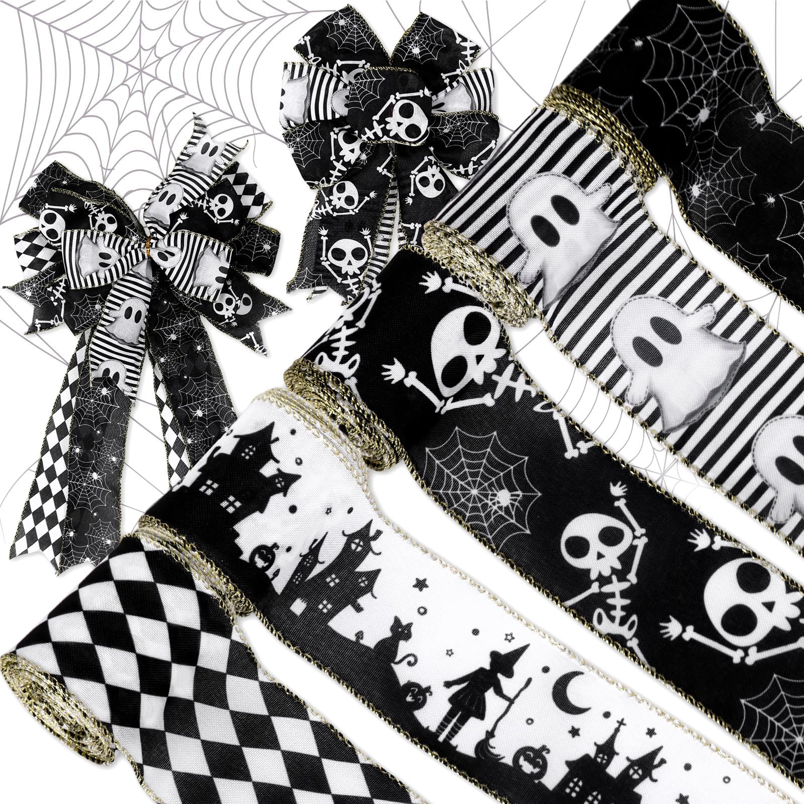 Amazon.com: 2 inch Halloween Wired Ribbon Jack Skellington Ribbon Movie ...