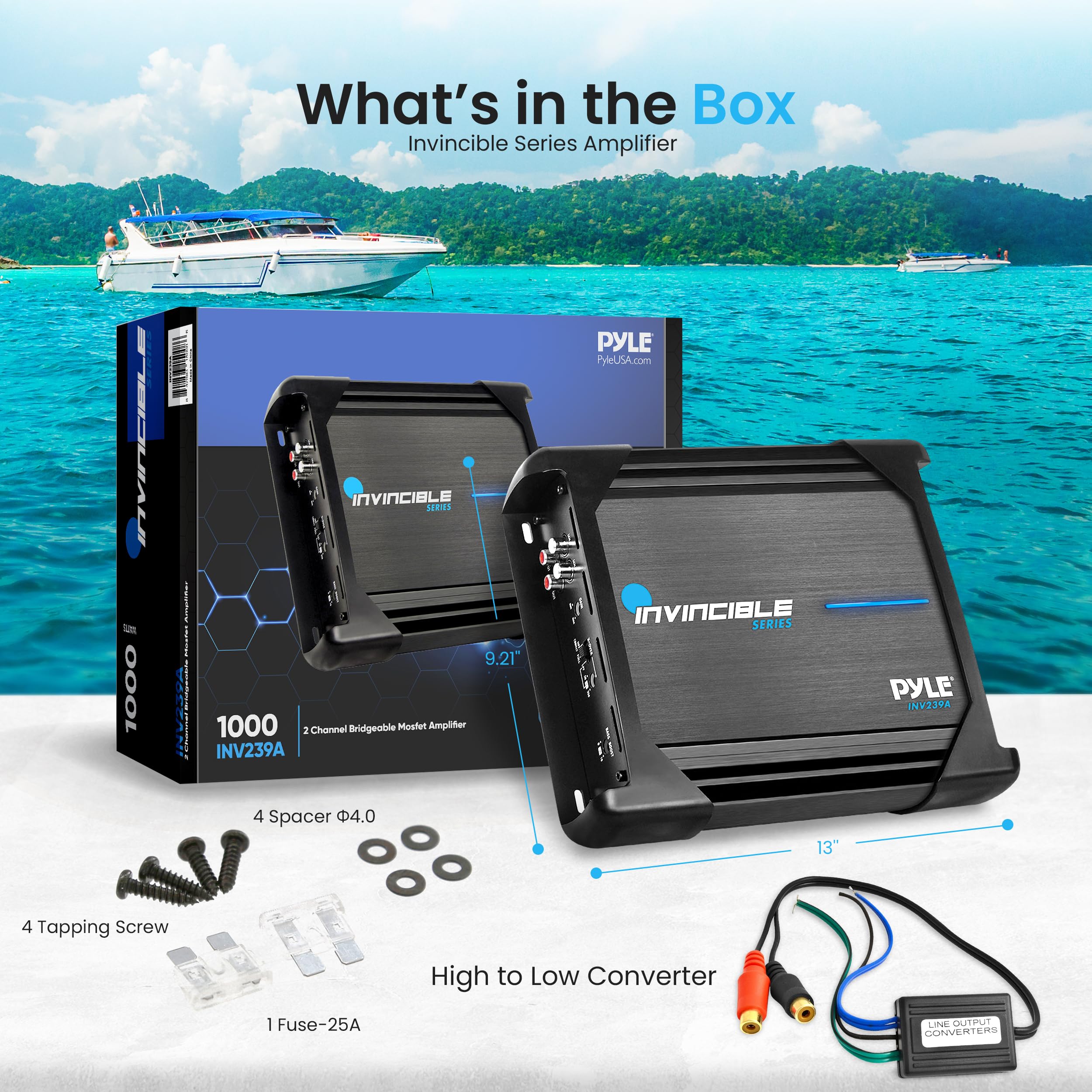 Buy Pyle 9” Class AB Mosfet Amplifier - Invincible Series Bridgeable ...