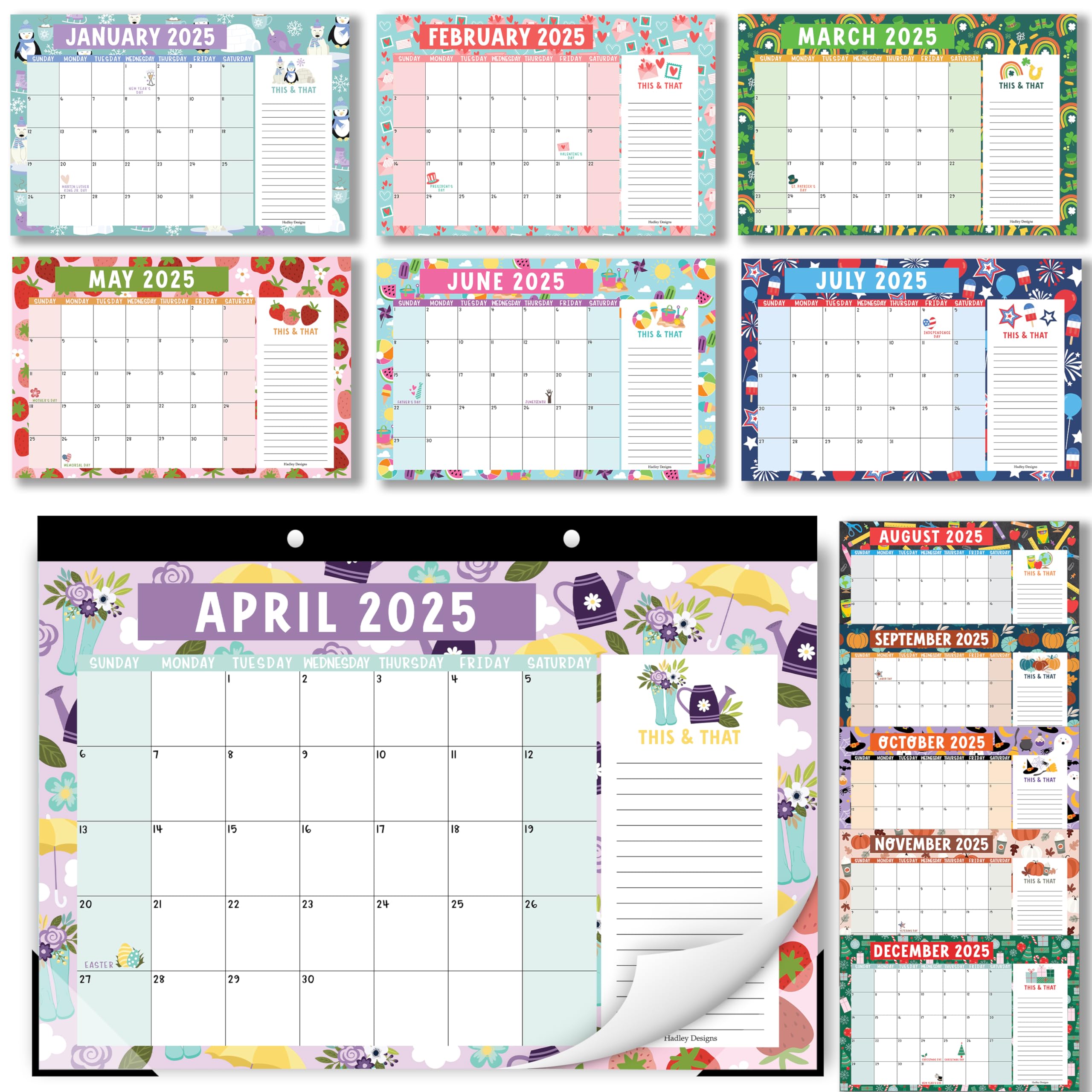 Hadley Designs Teacher Desk Calendar 2025 2026 18 Month Desktop ...