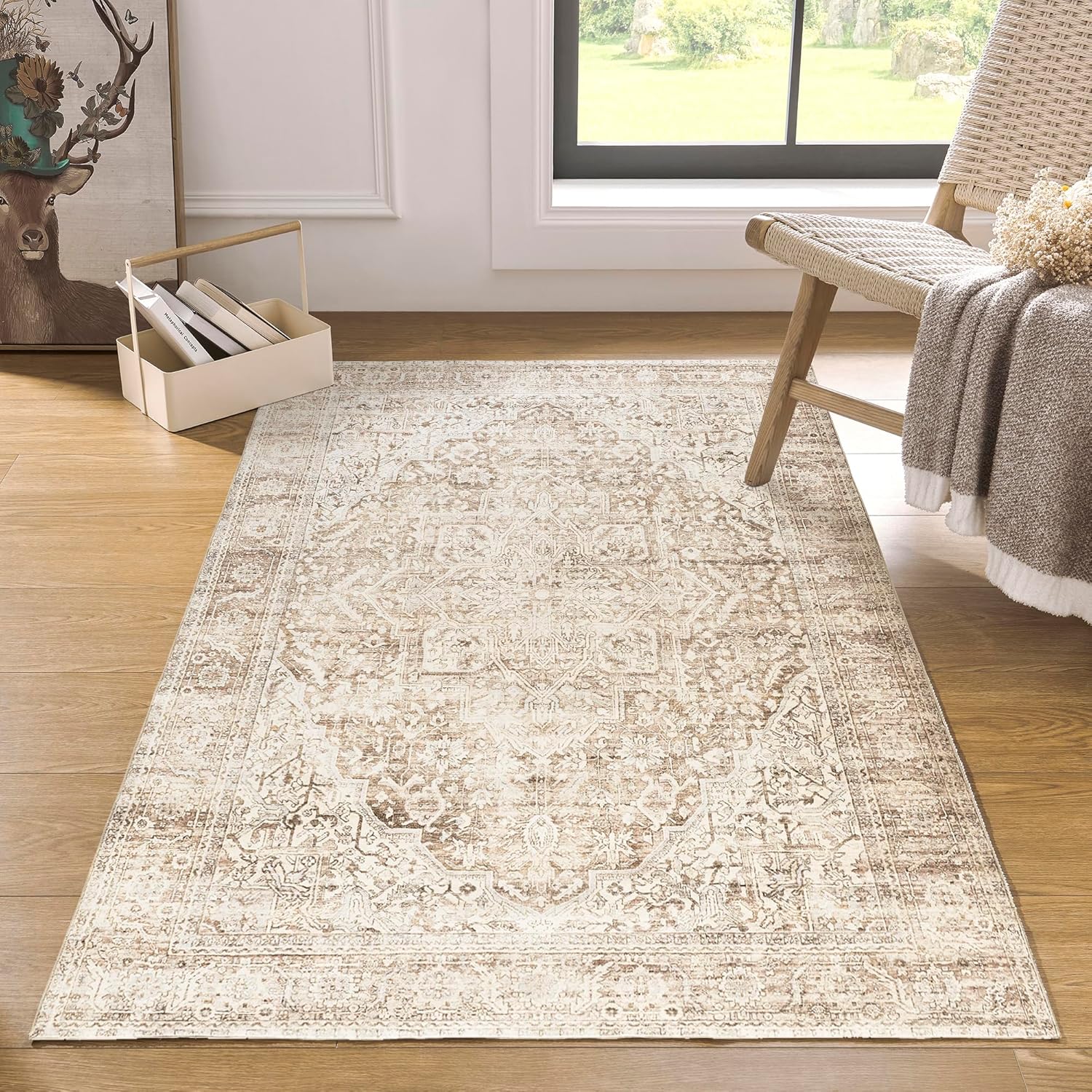 Amazon.com: Tan Brown and Beige 3x5 Small Entryway Area Rug Indoor for ...