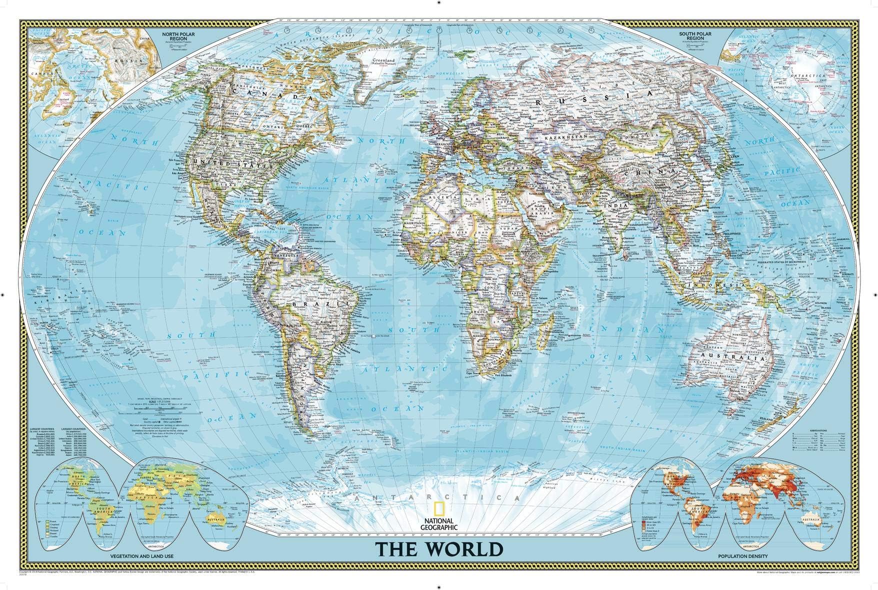 National Geographic Maps: World Classic Wall Map - 36 x 24 inch Poster ...