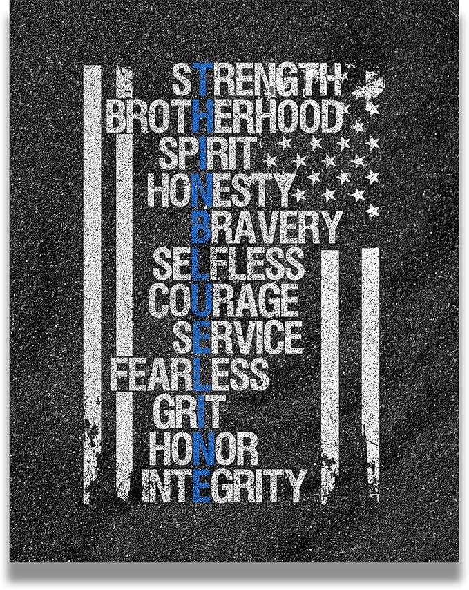 Amazon.com: Thin Blue Line Wall Art Print - Law Enforcement Prints ...