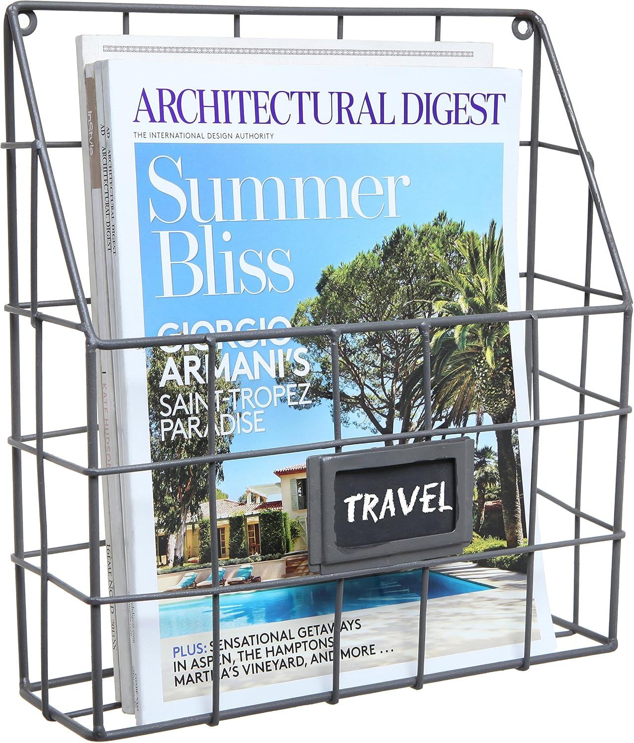 Amazon.com : MyGift Wall Mounted Gray Metal Magazine Holder Storage ...