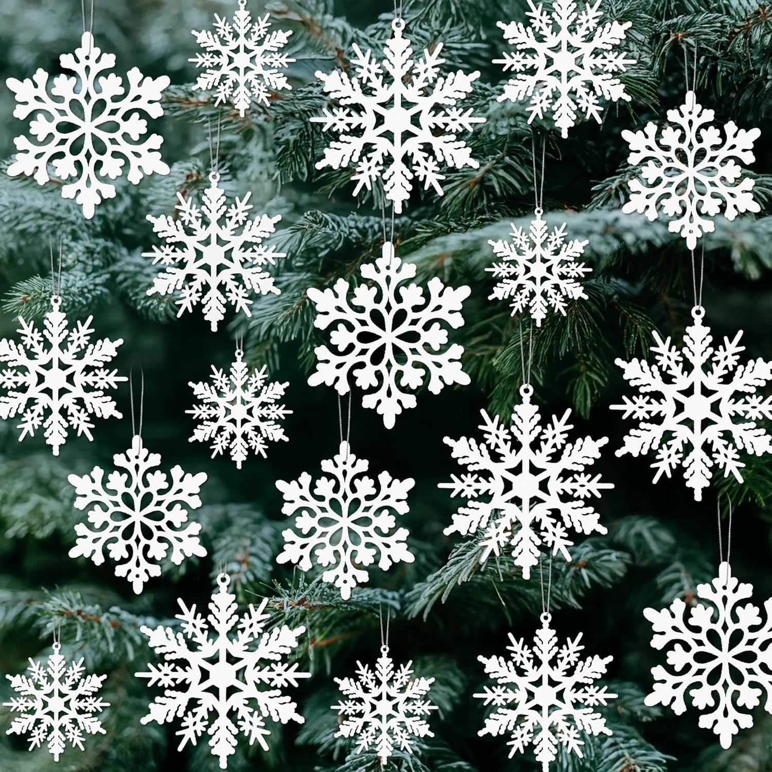 Amazon.com: 24PCS Snowflake Decorations, White Christmas Snowflake ...