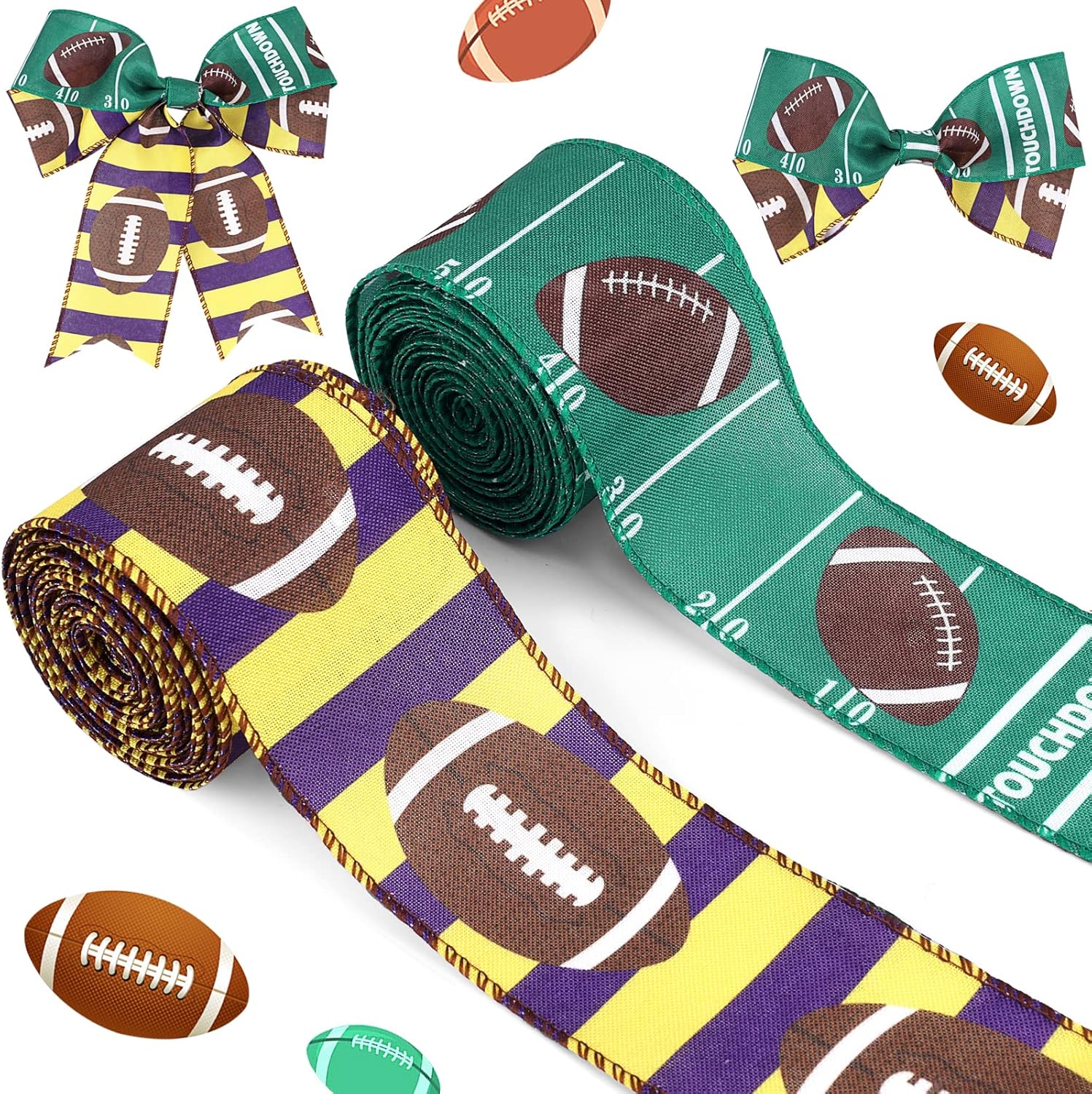 Amazon.com: Kuscul 20 Yard Football Wired Edge Ribbon, 2 Rolls Rugby ...