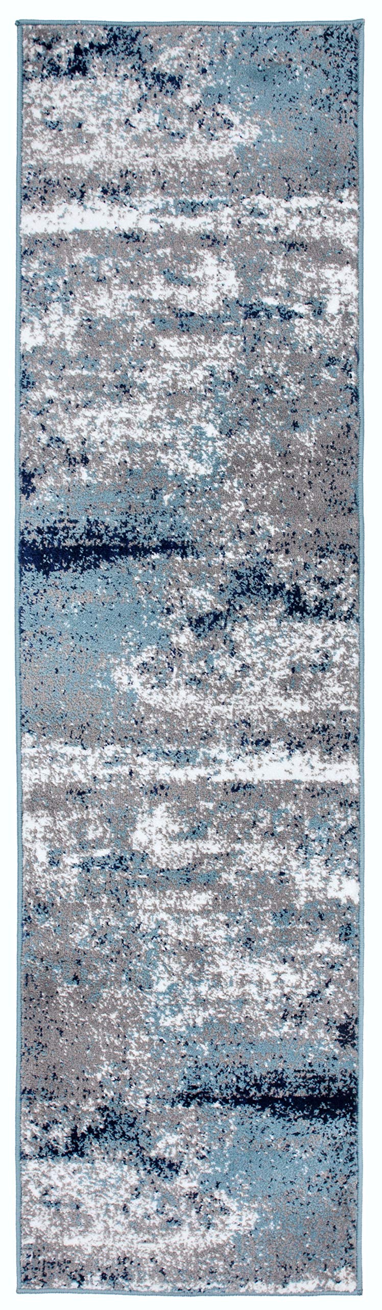 Rugshop Distressed Abstract Watercolor Runner Rug 2' x 7' Blue