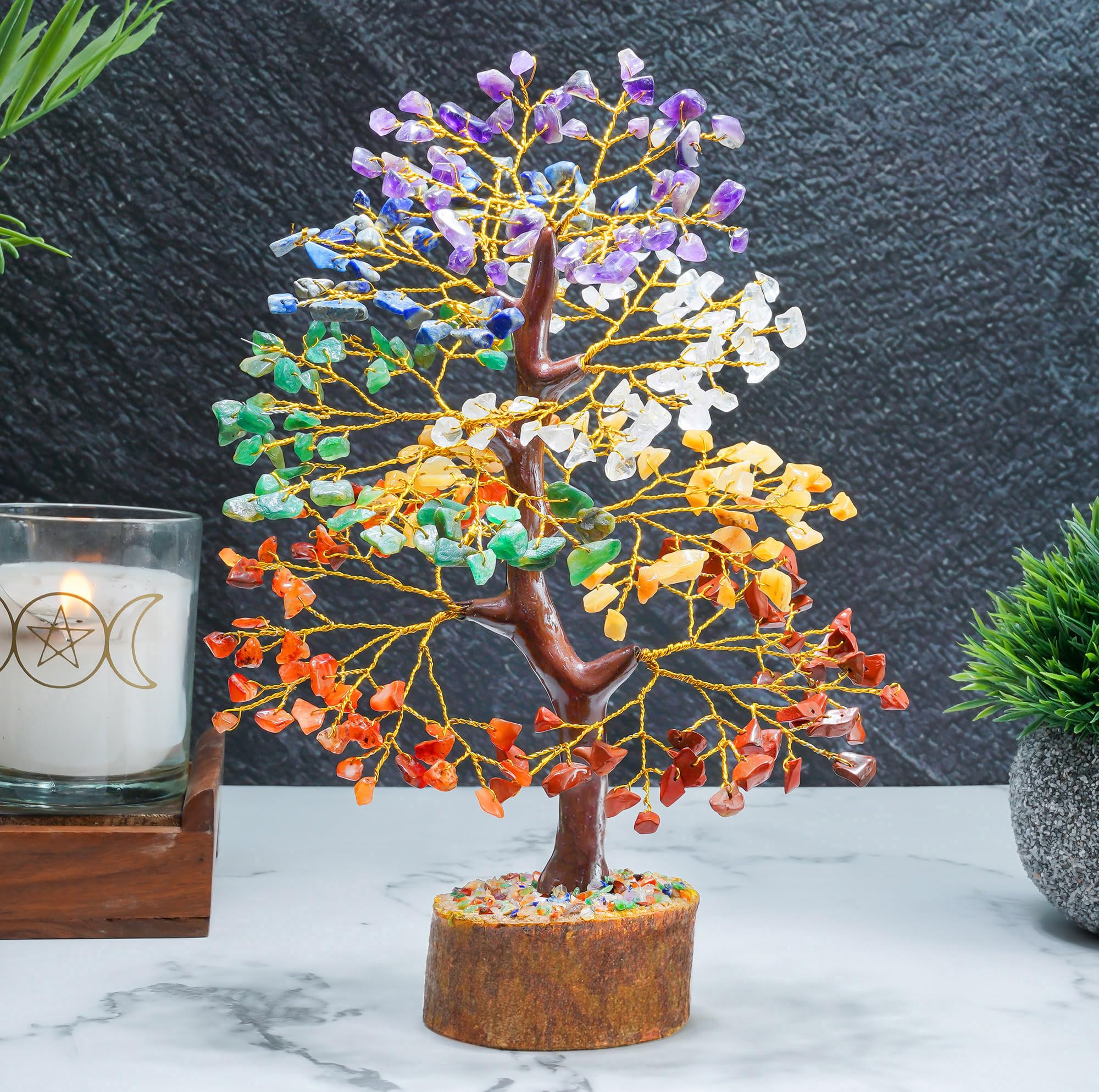 Buy ZAICUS Seven Chakra Crystal Tree Showpiece for Home Decoration | 8 ...