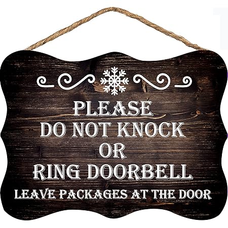 Please Do Not Knock Or Ring Doorbell Rustic Wooden Sign 8x12 in / 20x30 cm…
