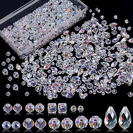 Amazon.com: Crystal Beads, 600 Pcs Glass Beads, Assorted Crystal Beads ...