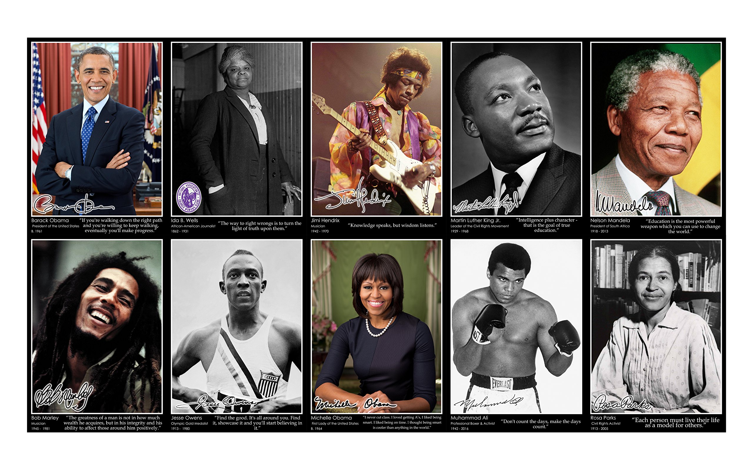 Set of 10 Inspirational Black People Posters - A3 Size 29.7 x 42 cm ...