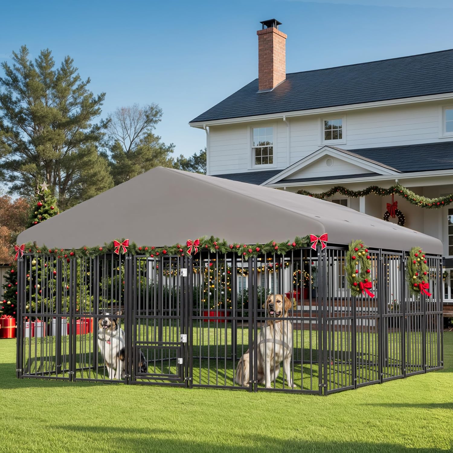 Amazon.com : SnugVista 10x10FT Outdoor Dog Kennel, Heavy Duty Dog Run ...