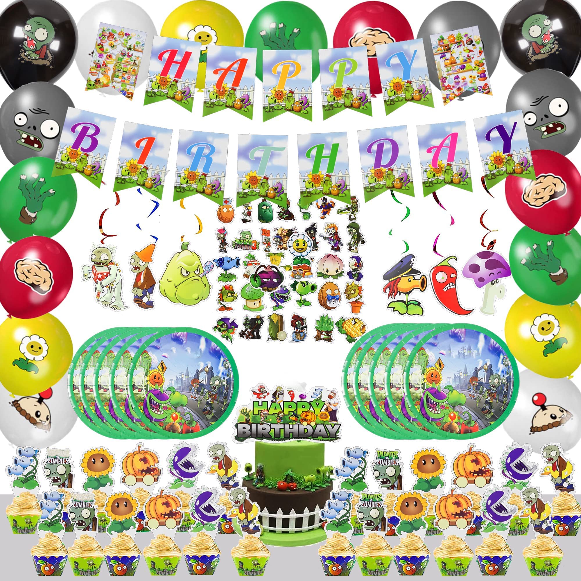 126pcs Pvz Game Theme Party Supplies Plants Decorations Pack Including ...