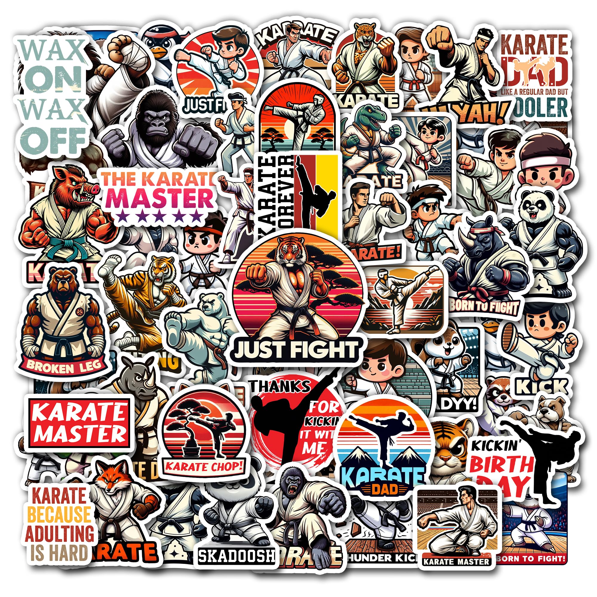 Amazon.com: BIGZORO Pack 50 PCS Karate Stickers Print Outdoors Theme ...