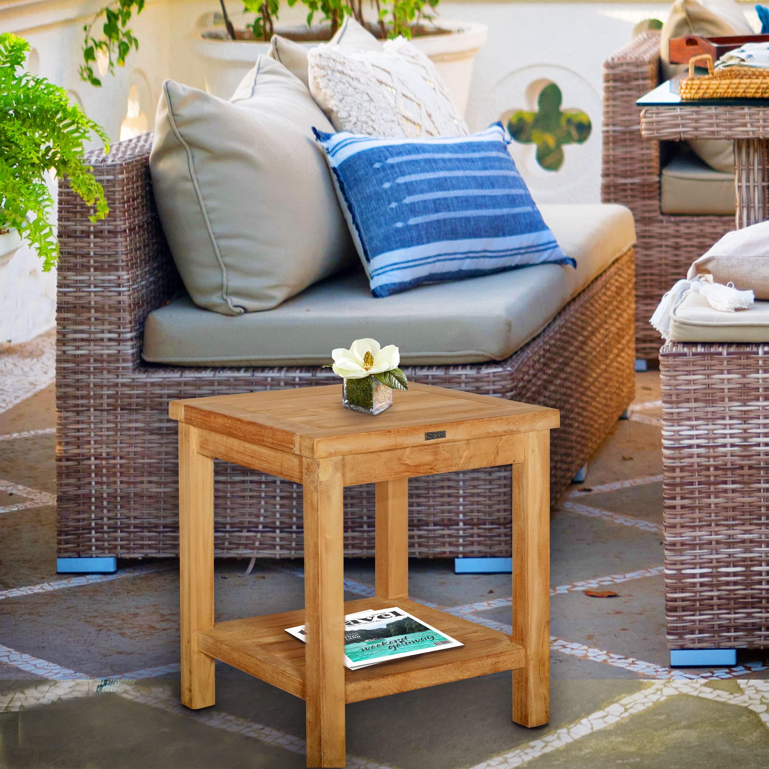 Amazon.com: Seven Seas Teak Ocean Beach Round to Oval Outdoor Patio ...