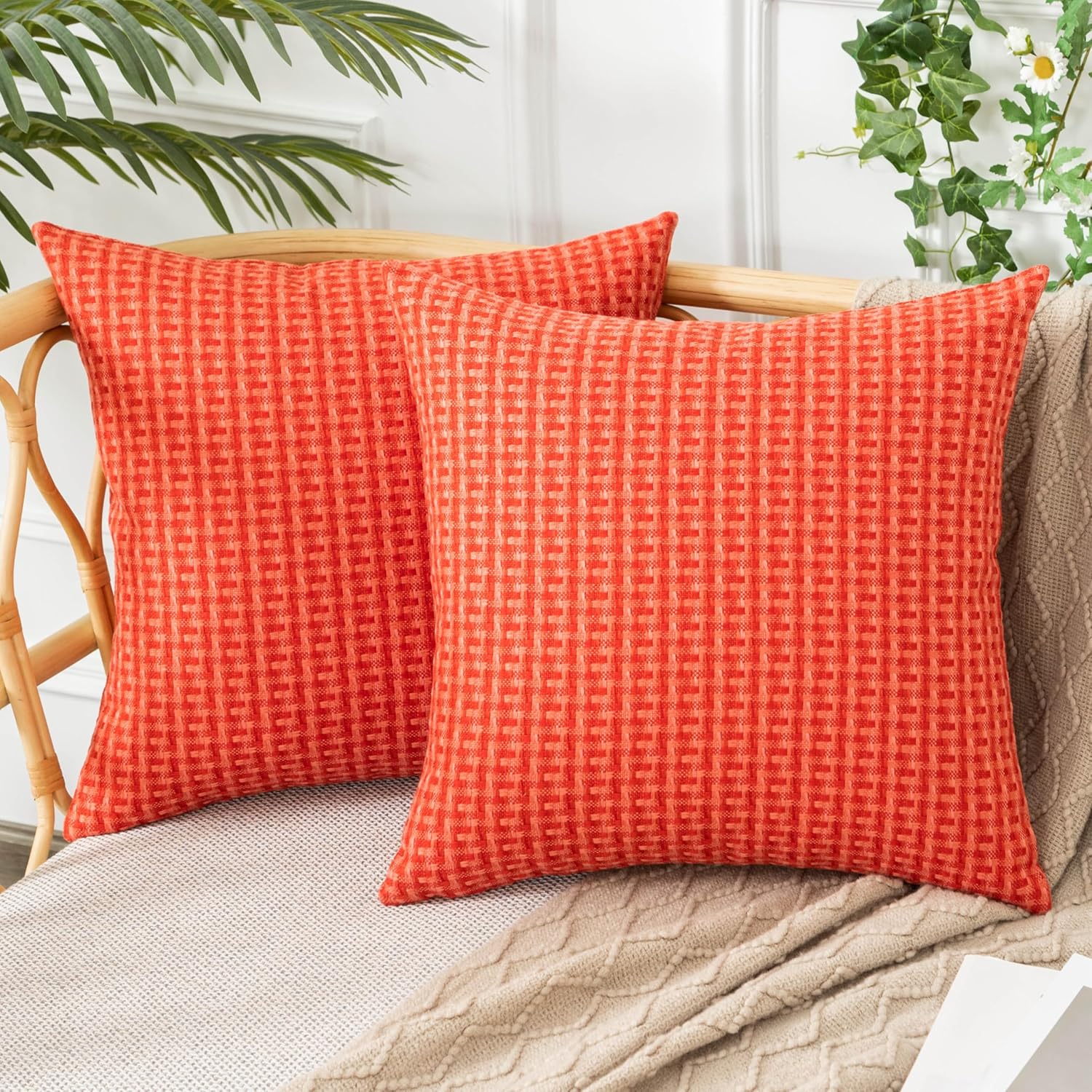 Amazon.com: UGASA Outdoor Waterproof Pillow Covers Pack of 2 Weaving ...