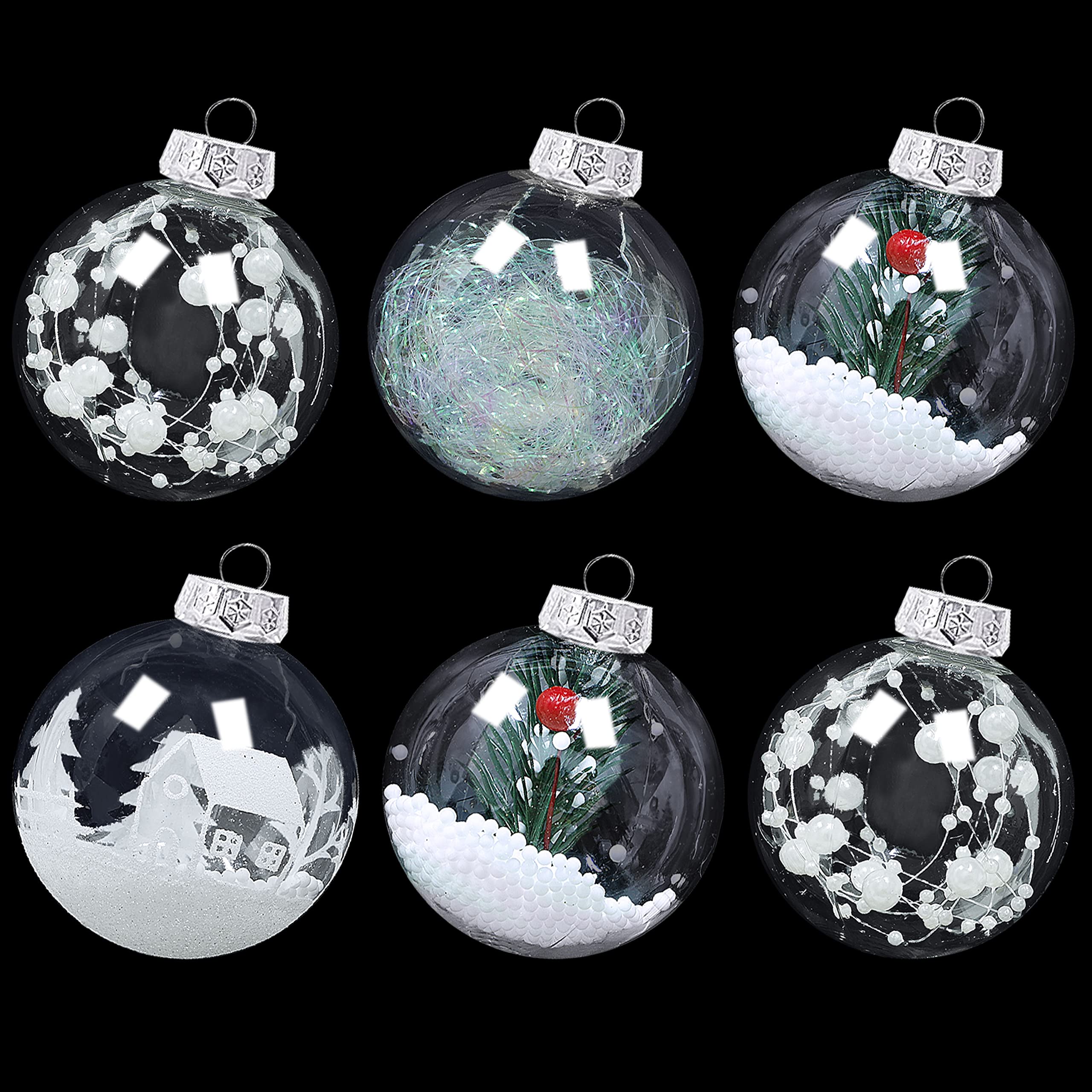 Lulu Home 24ct 2.76" Clear Christmas Ball Ornaments, Pre-Strung ...