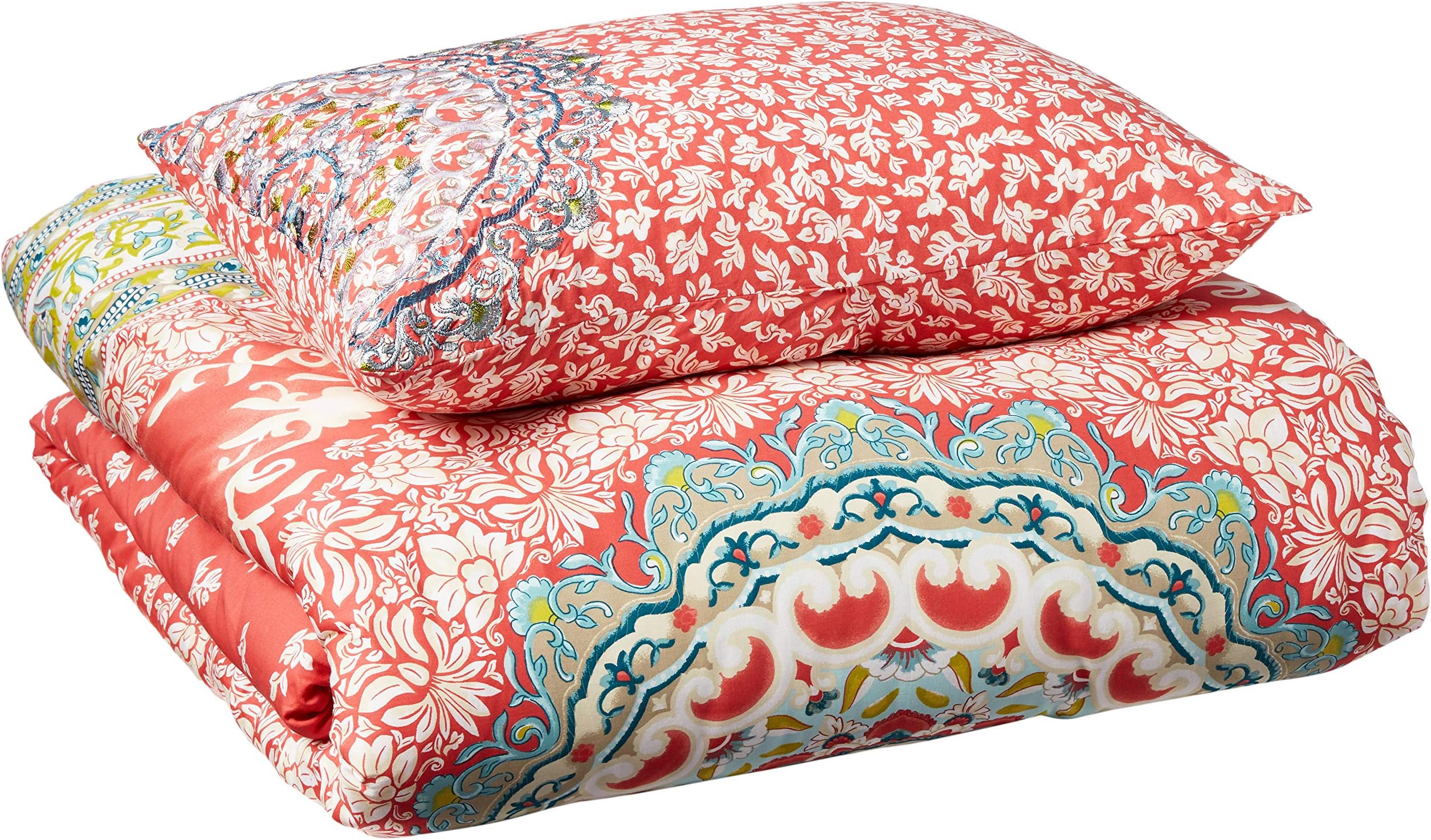 Amazon.com: Jessica Simpson Amrita Medallion Comforter Set, King, Coral ...
