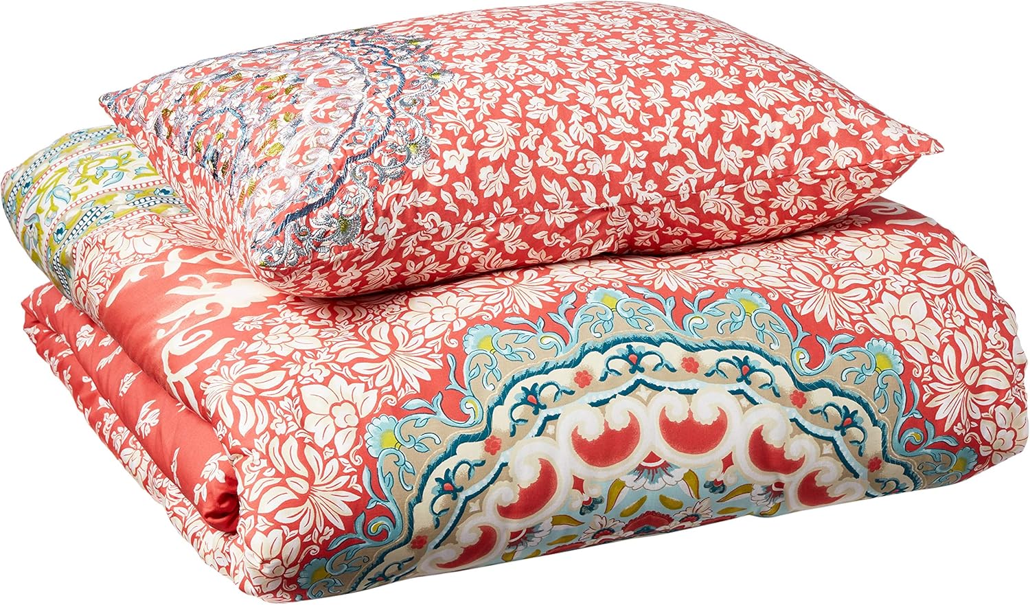 Amazon.com: Jessica Simpson Amrita Medallion Comforter Set, Twin, Coral ...