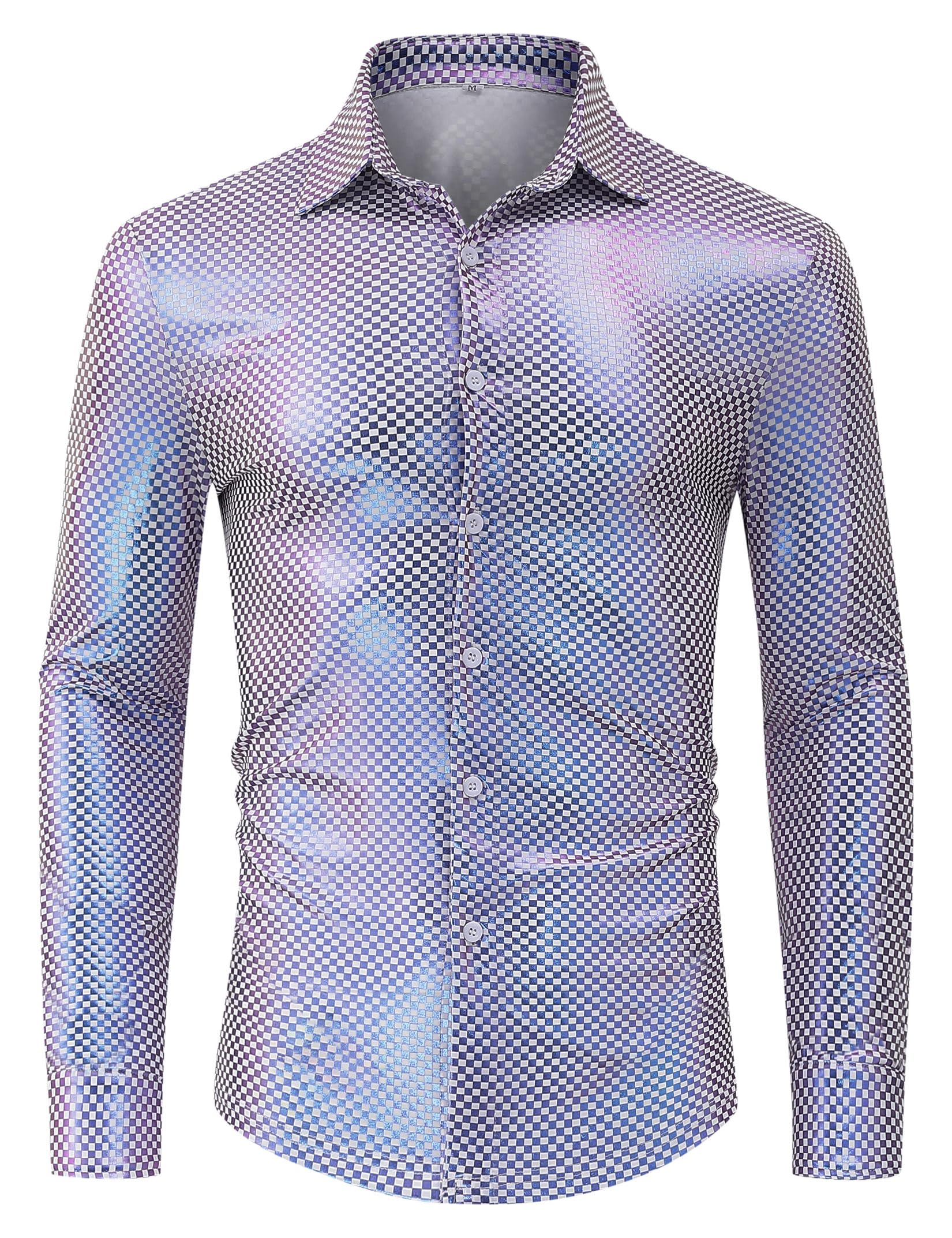 Amazon.com: TURETRENDY Mens 70s Disco Shirts Party Costume Shiny Long ...