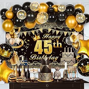 Amazon.com: toohoo 45th Birthday Decorations for Women, 45th Birthday ...