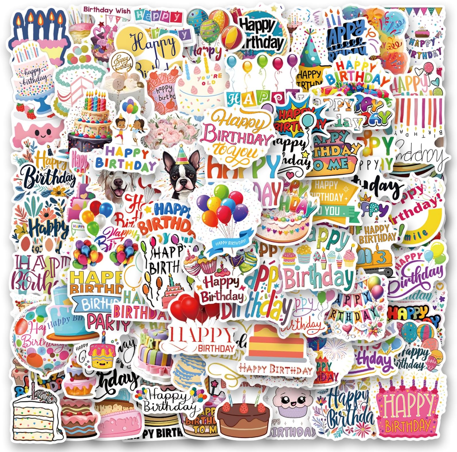 Amazon.com: 110 Happy Birthday Stickers, Kawaii Stickers Pack, Cute ...