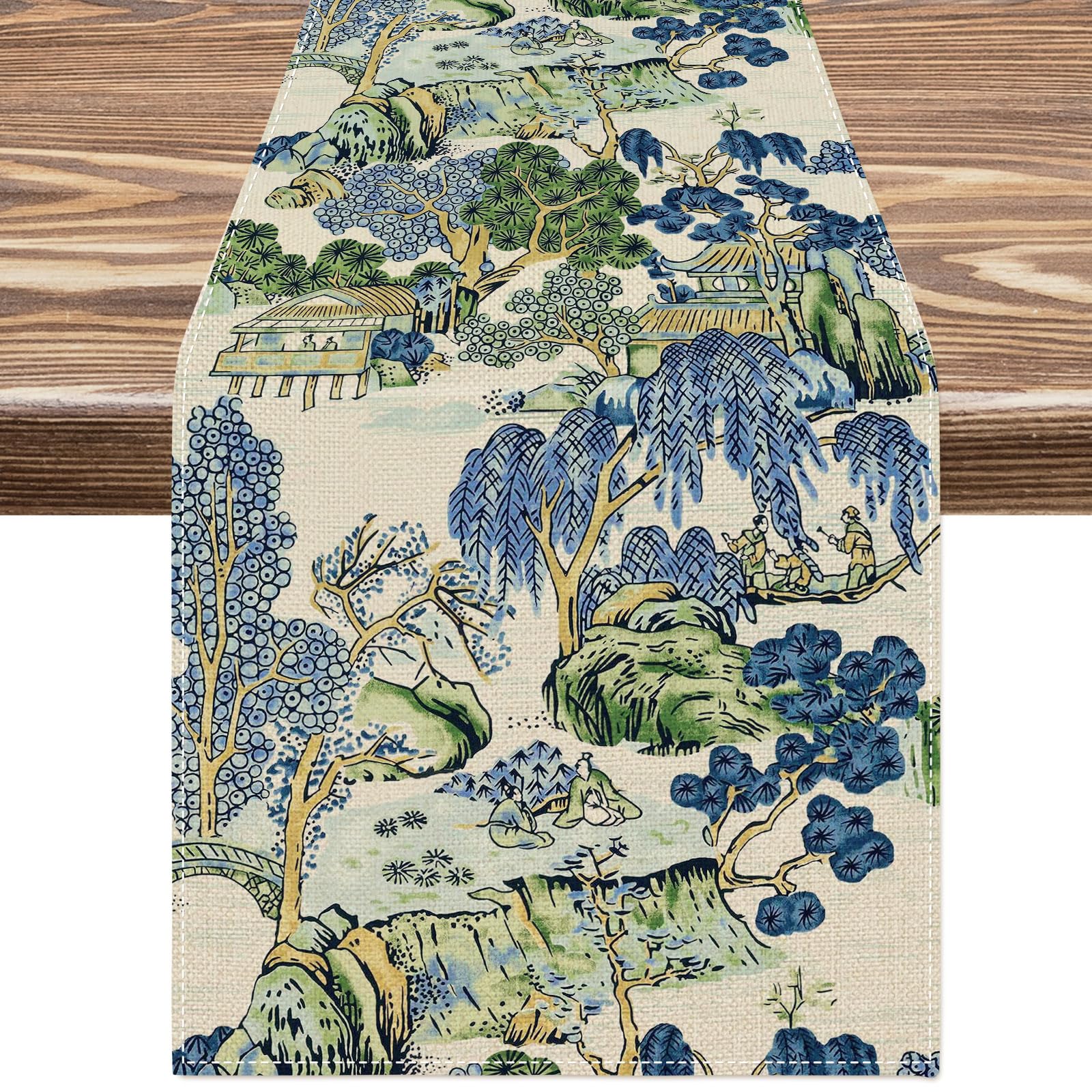 Amazon.com: JarThenaAMCS Chinoiserie Table Runner Vintage Landscape ...