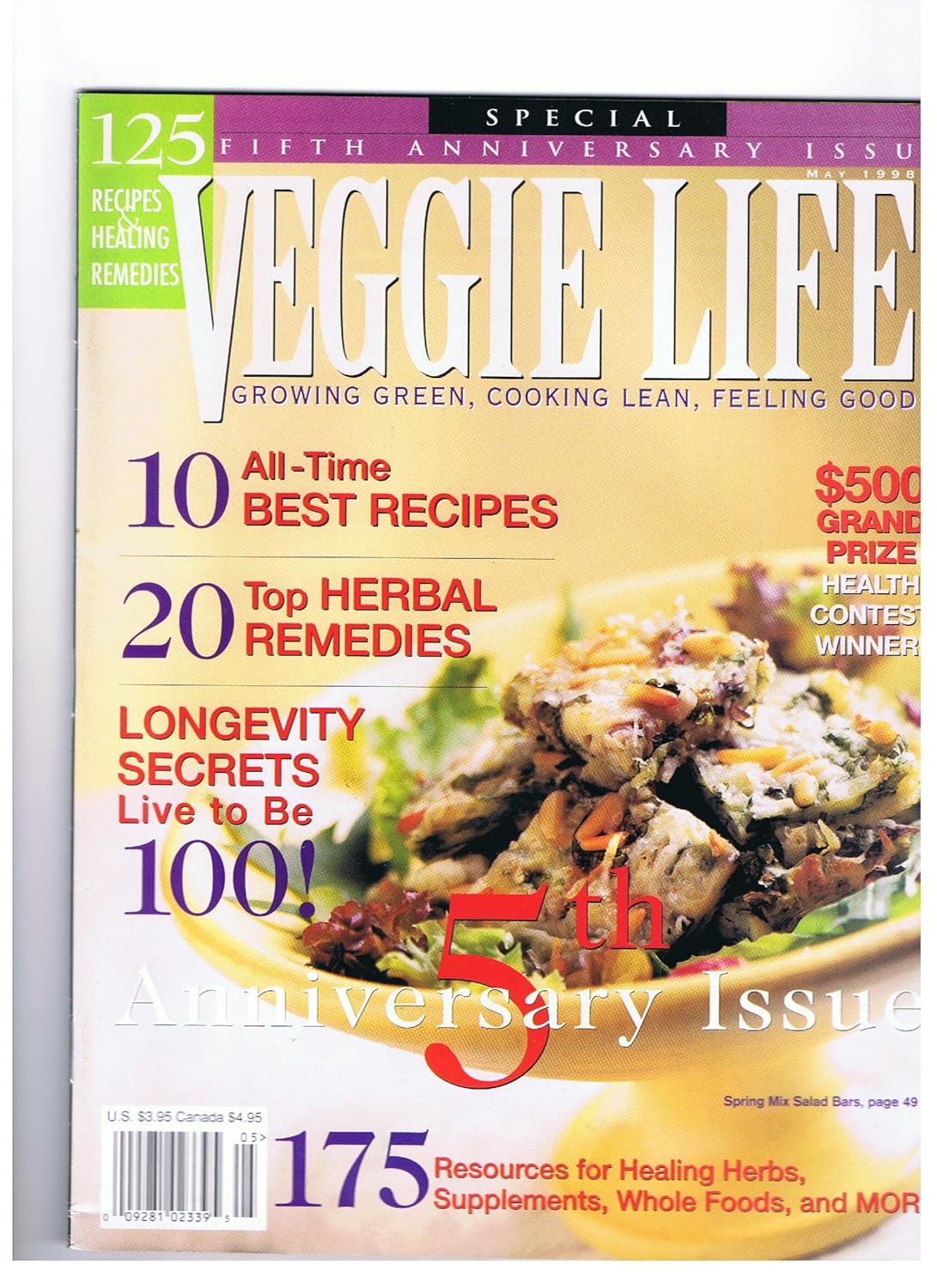 Veggie Life Magazine May 1998 10 All-time Best Recipes,20 Top Herbal ...