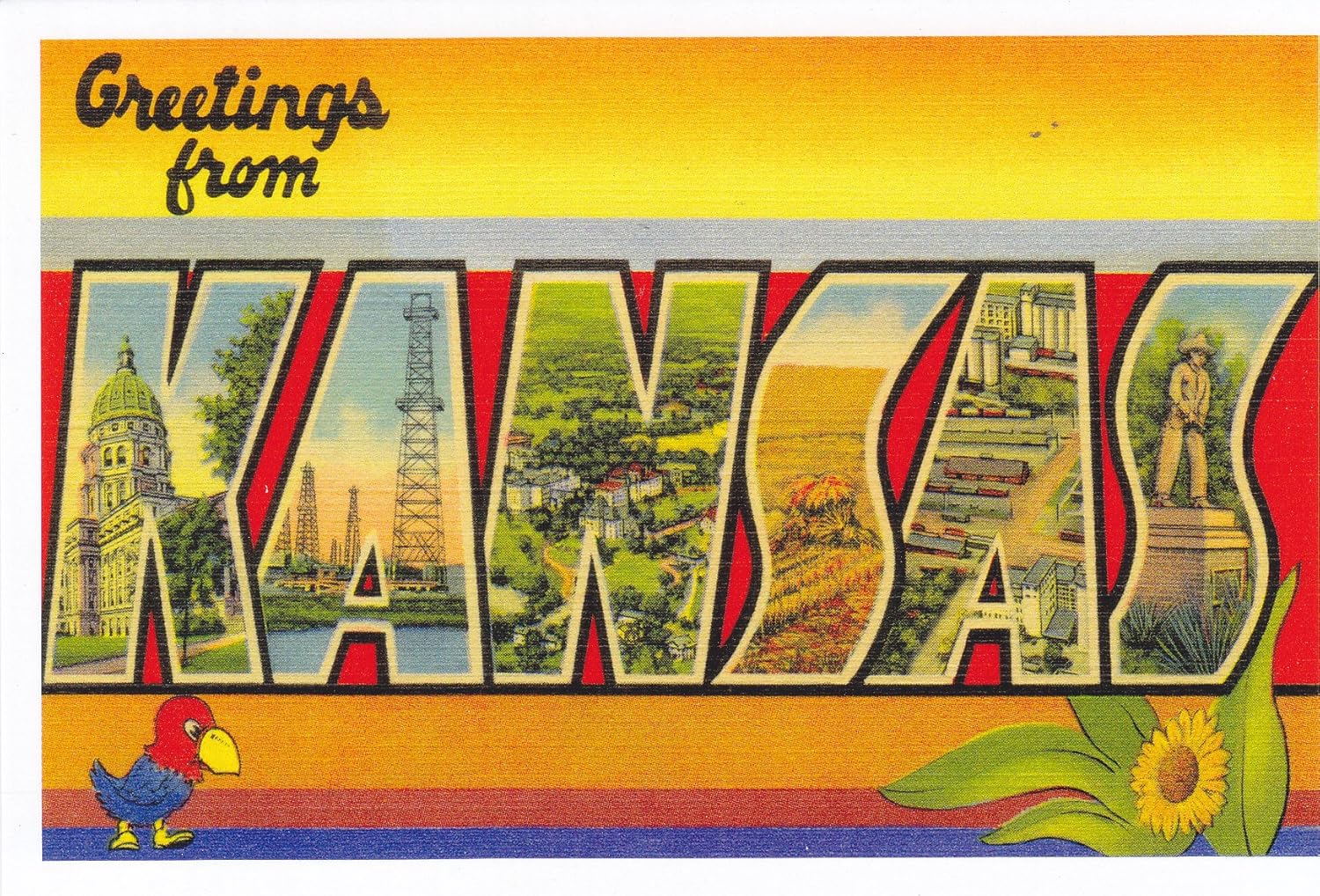 Amazon.com : STATES3KAN GREETINGS FROM KANSAS [[ [Reprint vintage Large ...