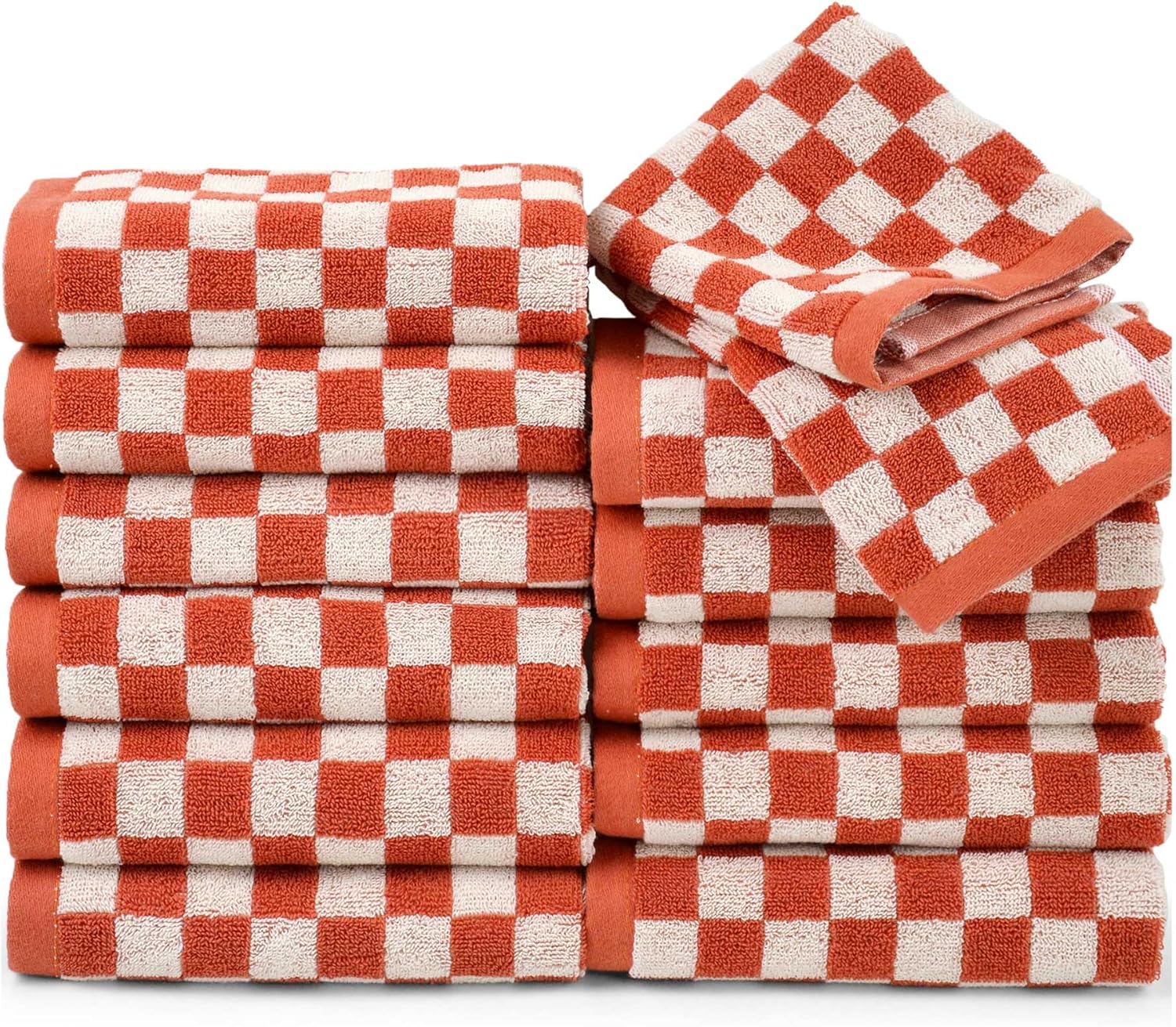 Amazon.com: Super Soft Wash Cloths(Orange Checkered), 12 Pack ...