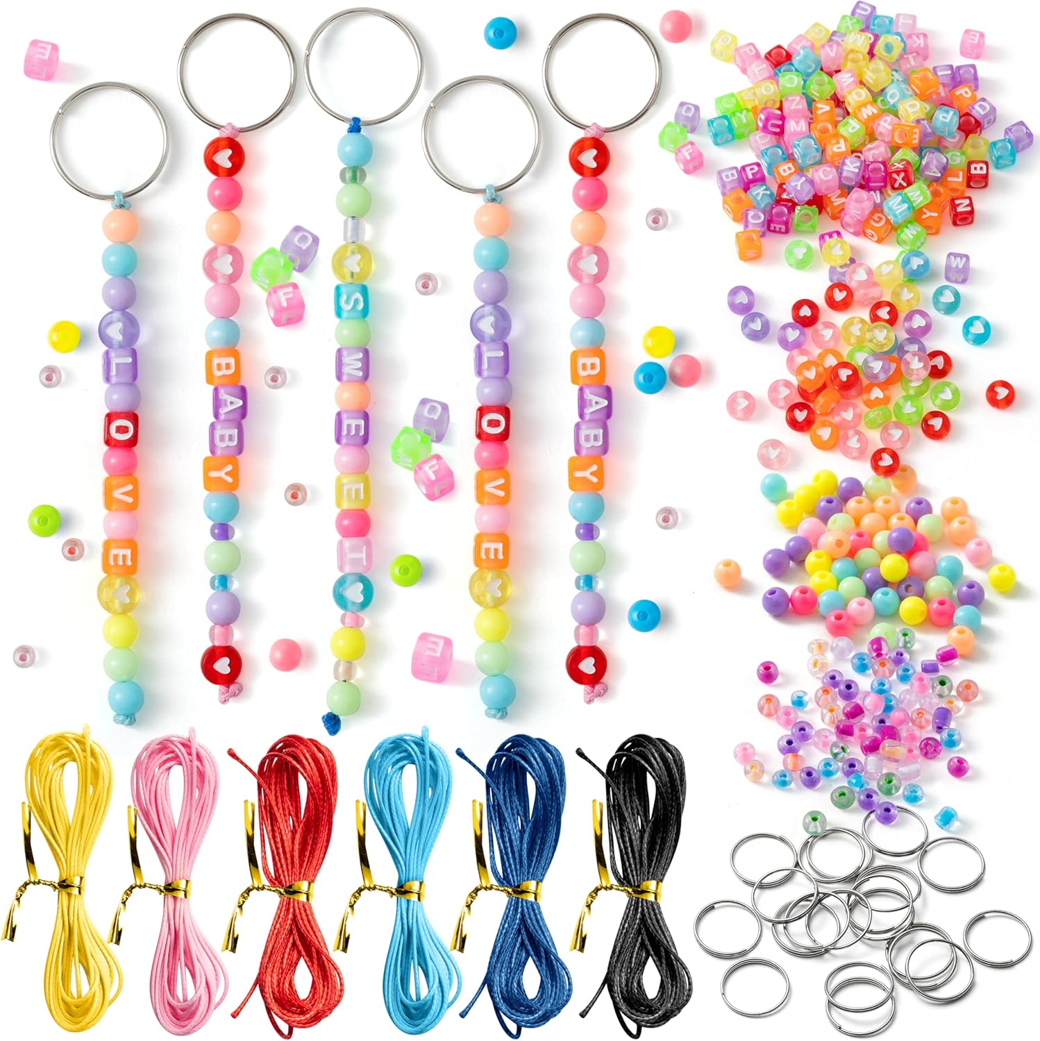 Amazon.com: WATINC DIY Keychain Making Crafts Kits - 336Pcs Colorful ...