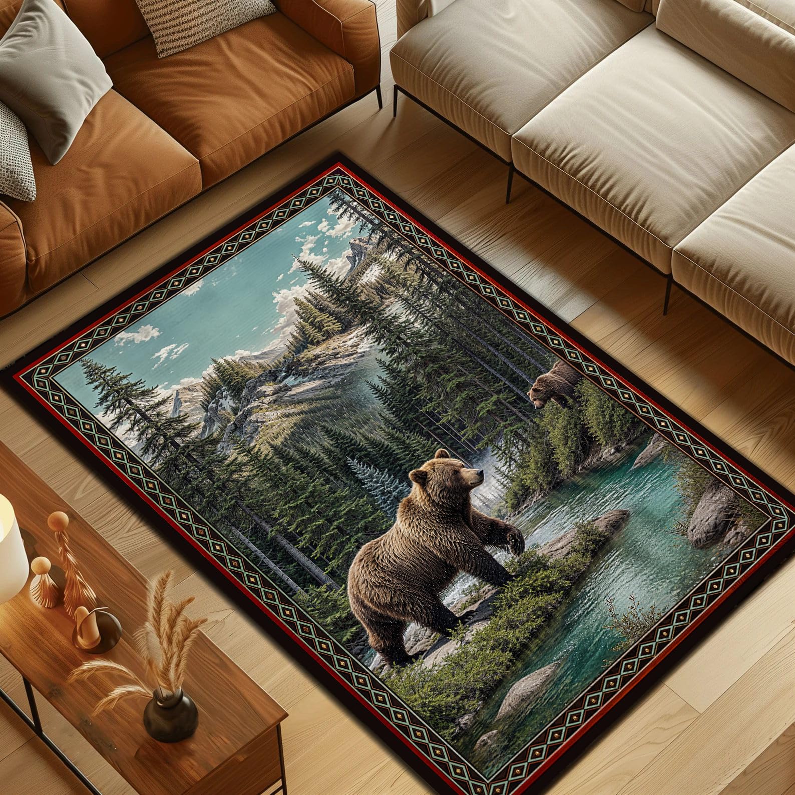 Amazon.com: Bear Rug for Living Room, Bear Rugs for Cabin, Bear Decor ...