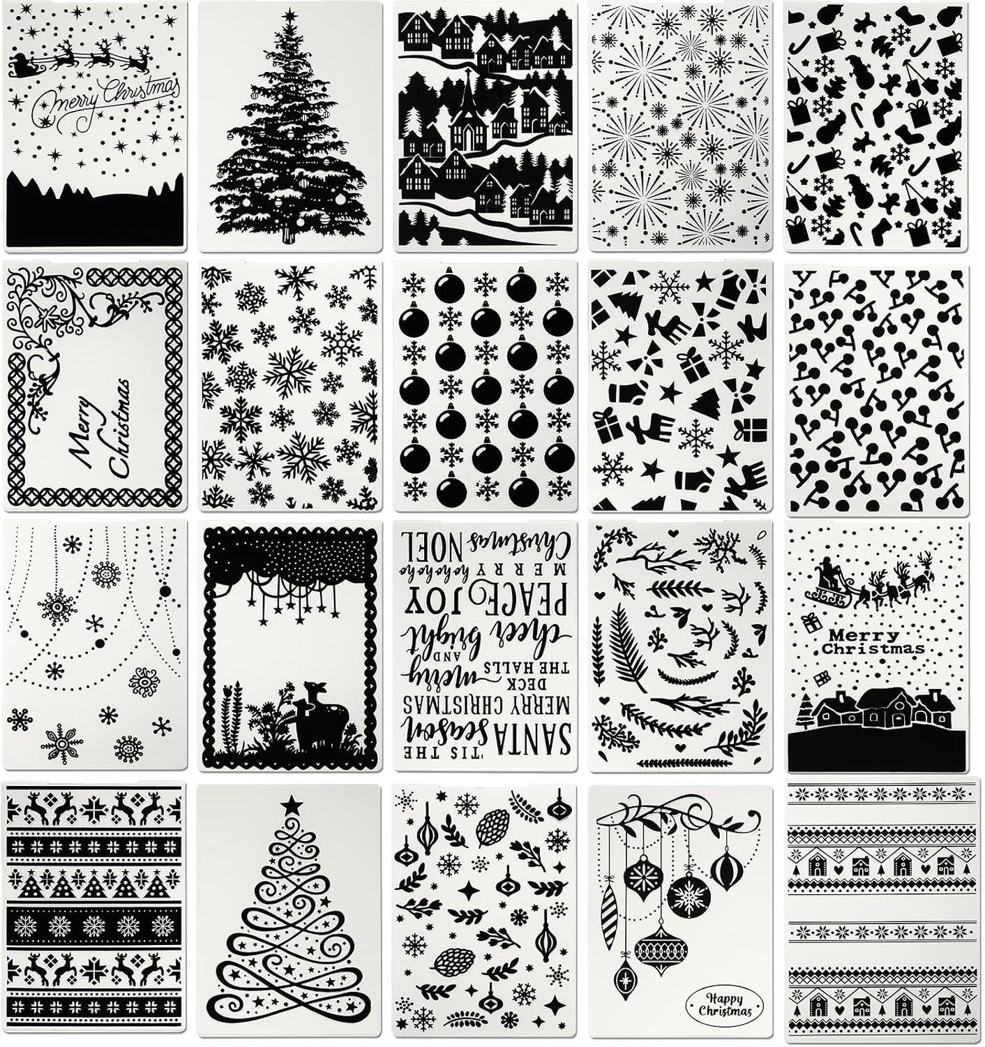 Amazon.com: Leriton 20 Pcs Christmas Embossing Folders 3D Embossing ...