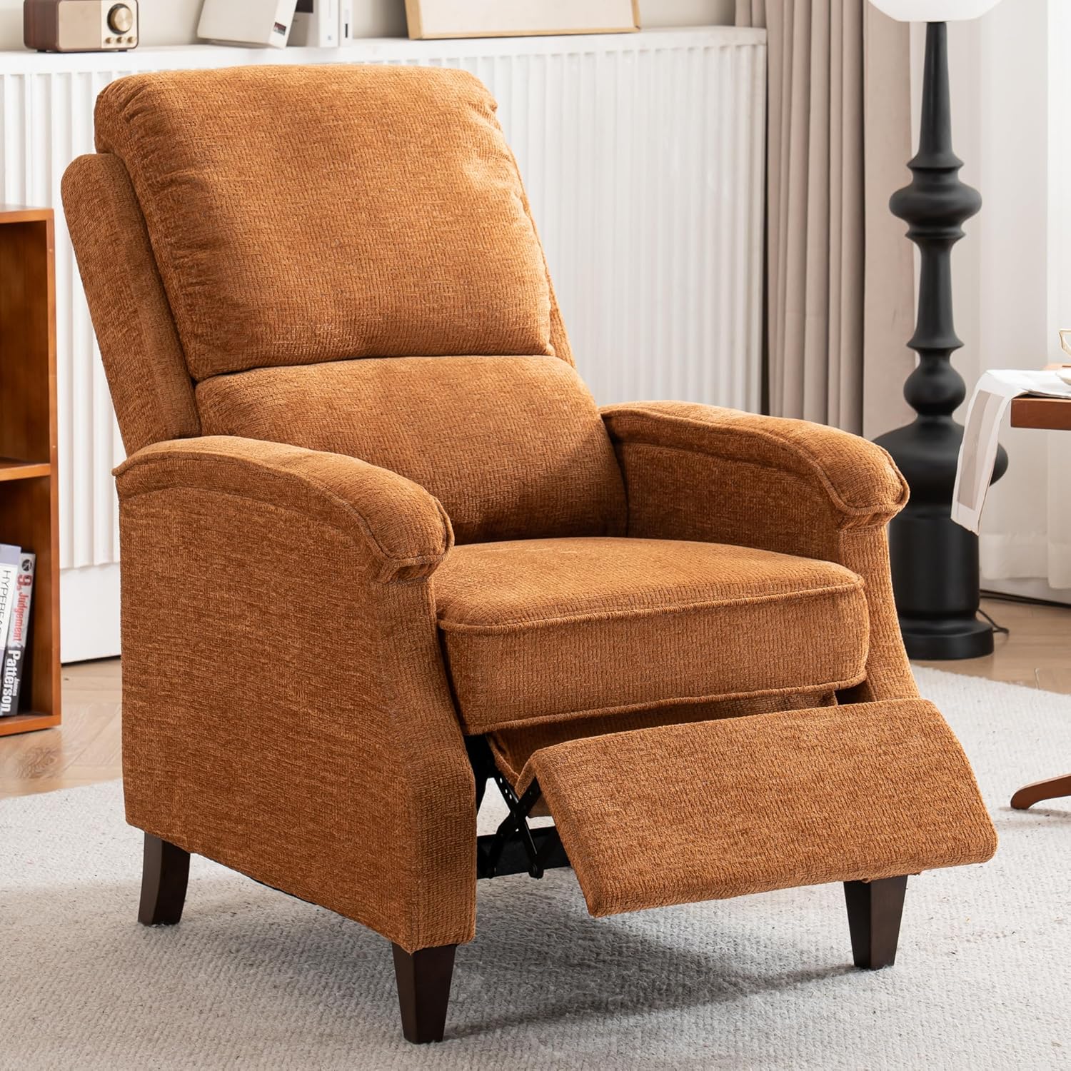 Amazon.com: VKNOW Push Back Upholstered Recliner Chair Home Theater Seating Adjustable Modern ...