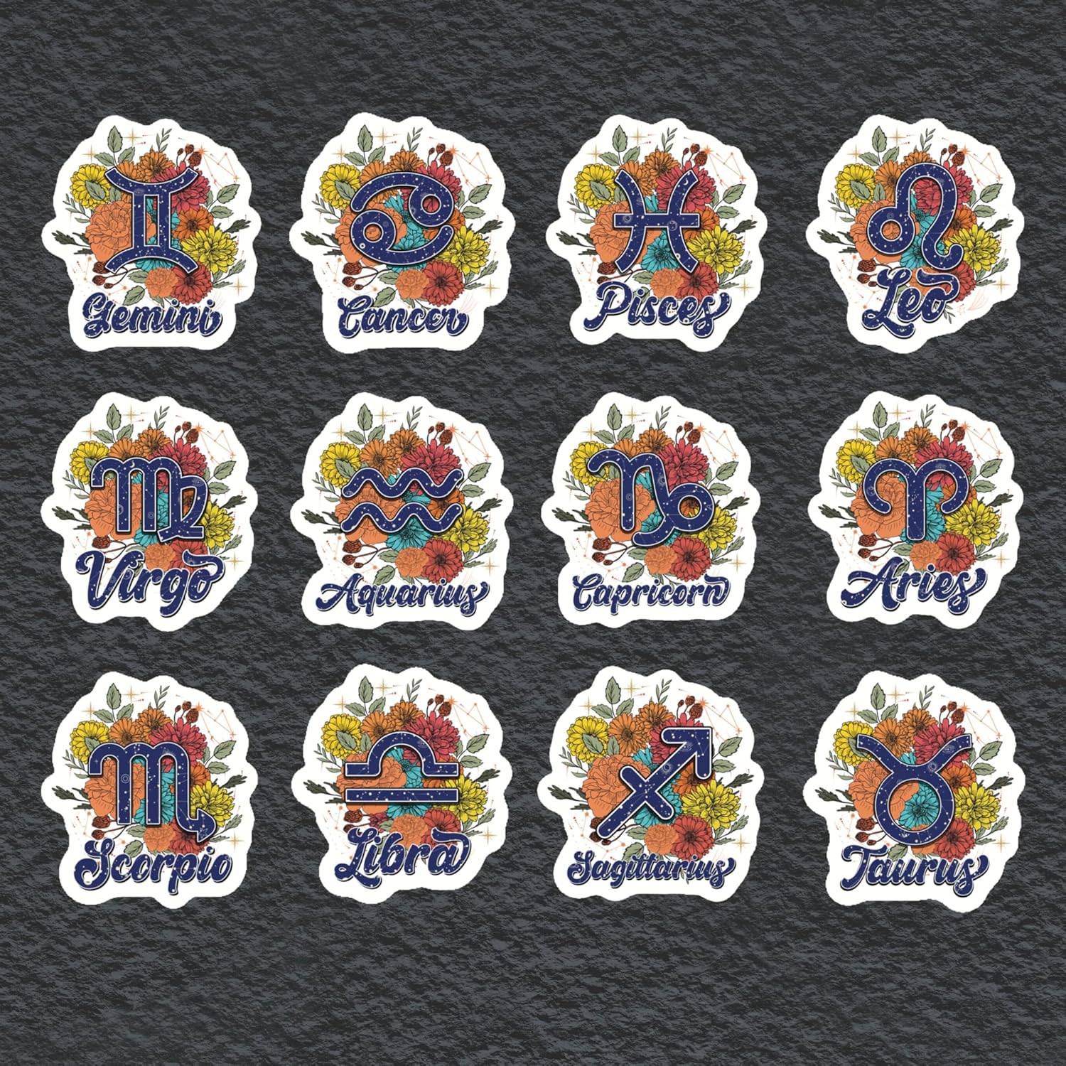 Amazon.com: Floral Zodiac Sign Stickers. Set of 24 Stickers (2 Sets of ...