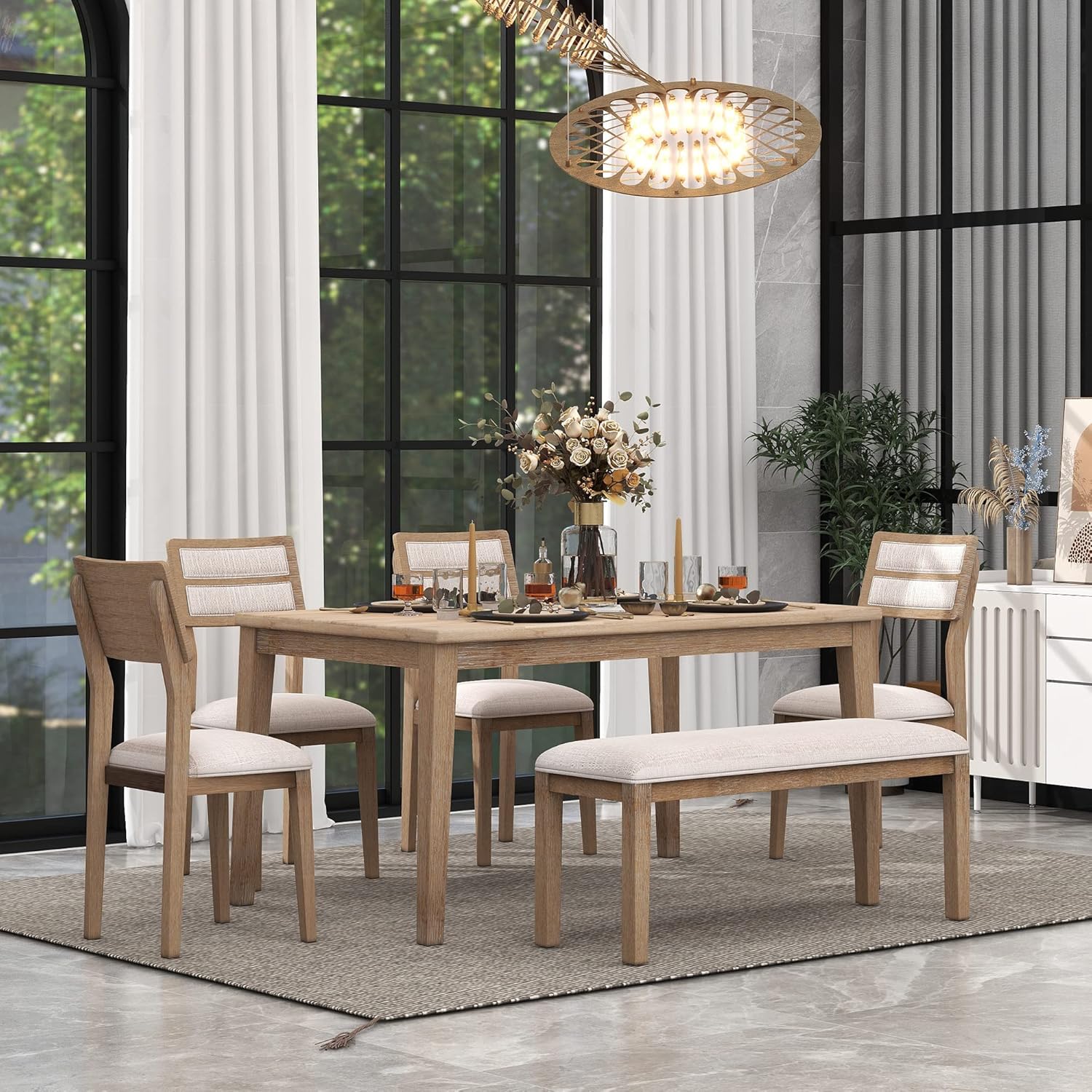 Amazon.com - Dining Table Set, 6-Piece Kitchen Dining Table Set, Dining ...