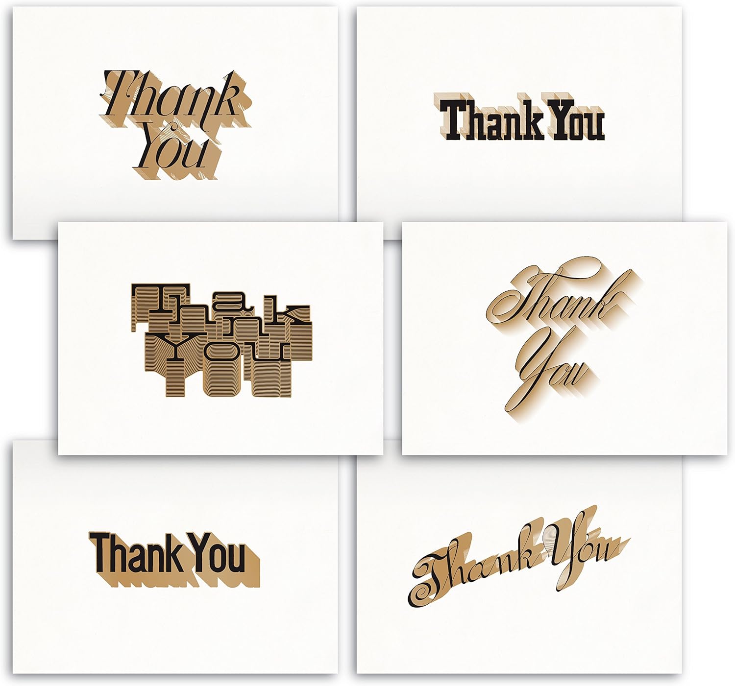 Amazon.com: Gold and Black Thank You Note Cards 36 Bulk - Elegant ...