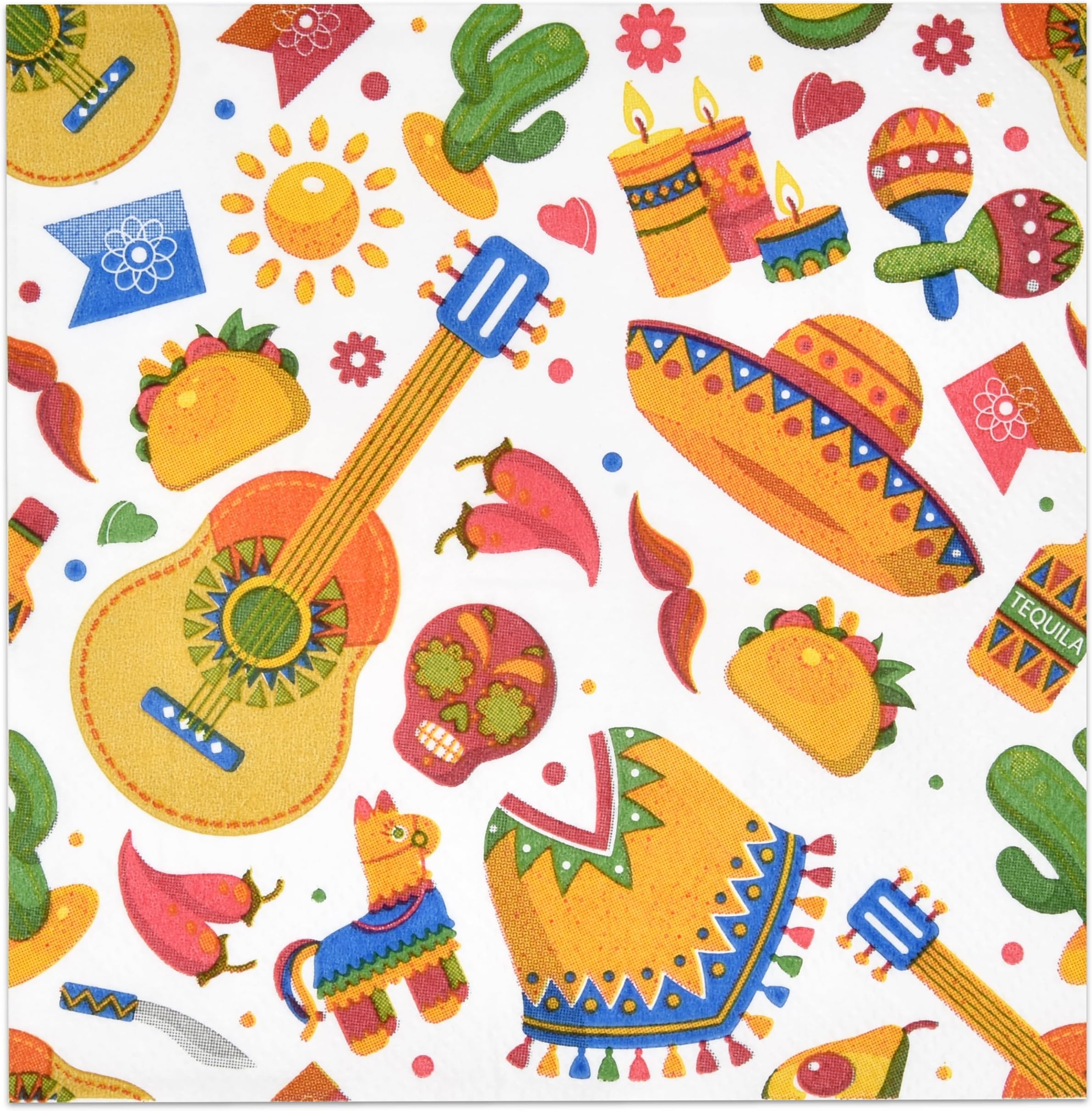 Amazon.com: BLUE PANDA Mexican Fiesta Napkins - Taco Fiesta Decorations ...