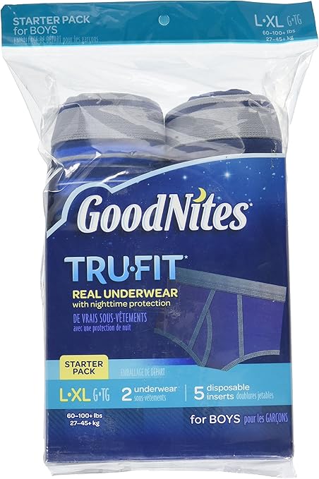 GoodNites Tru-Fit Starter Kit Boy, 2 underwear, 5 disposable inserts ...