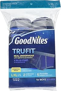 GoodNites Tru-Fit Starter Kit Boy, 2 underwear, 5 disposable inserts ...