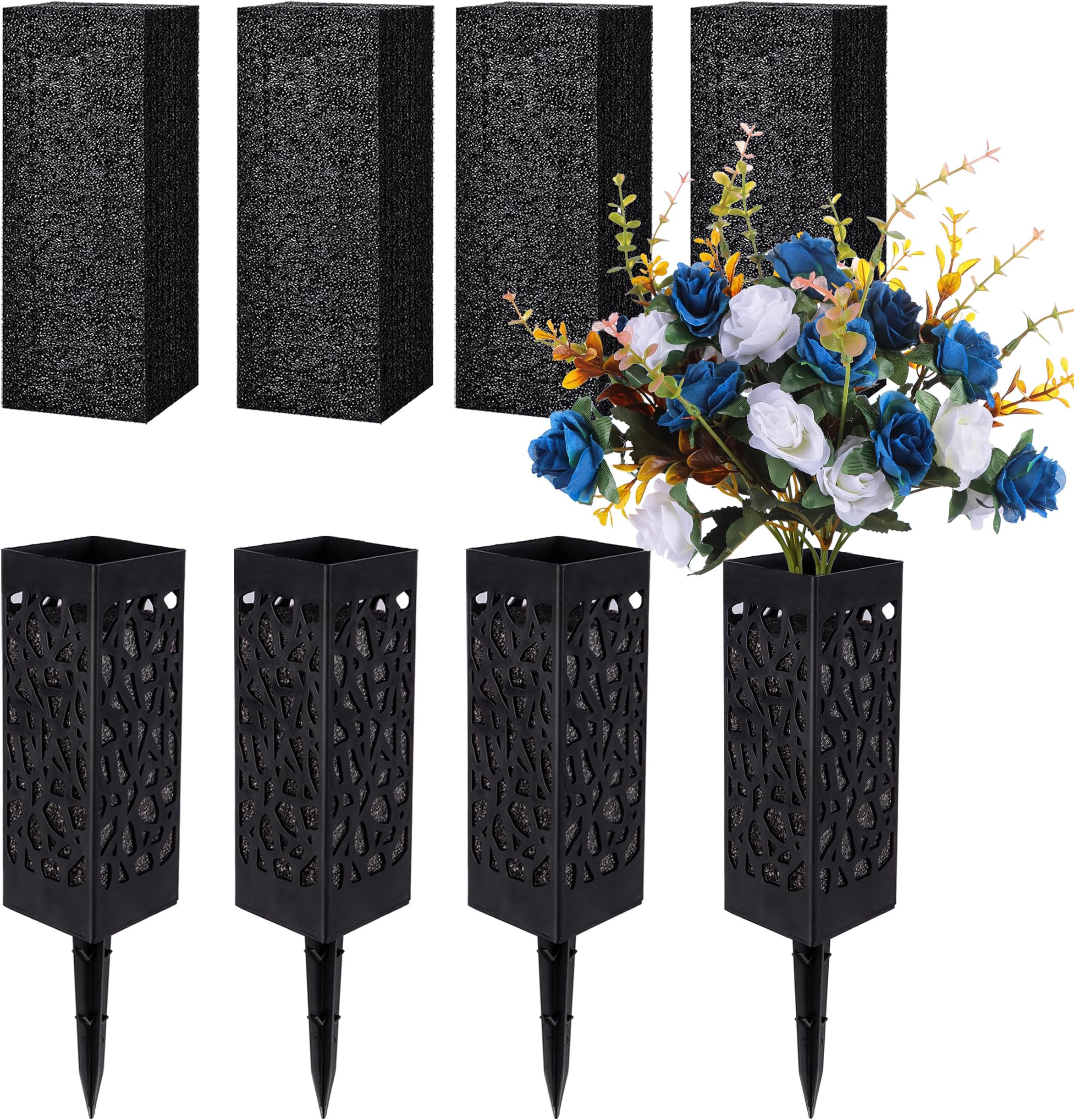 Amazon.com : MOOMASS Cemetery Vases with Spikes and Foam - Cemetery ...