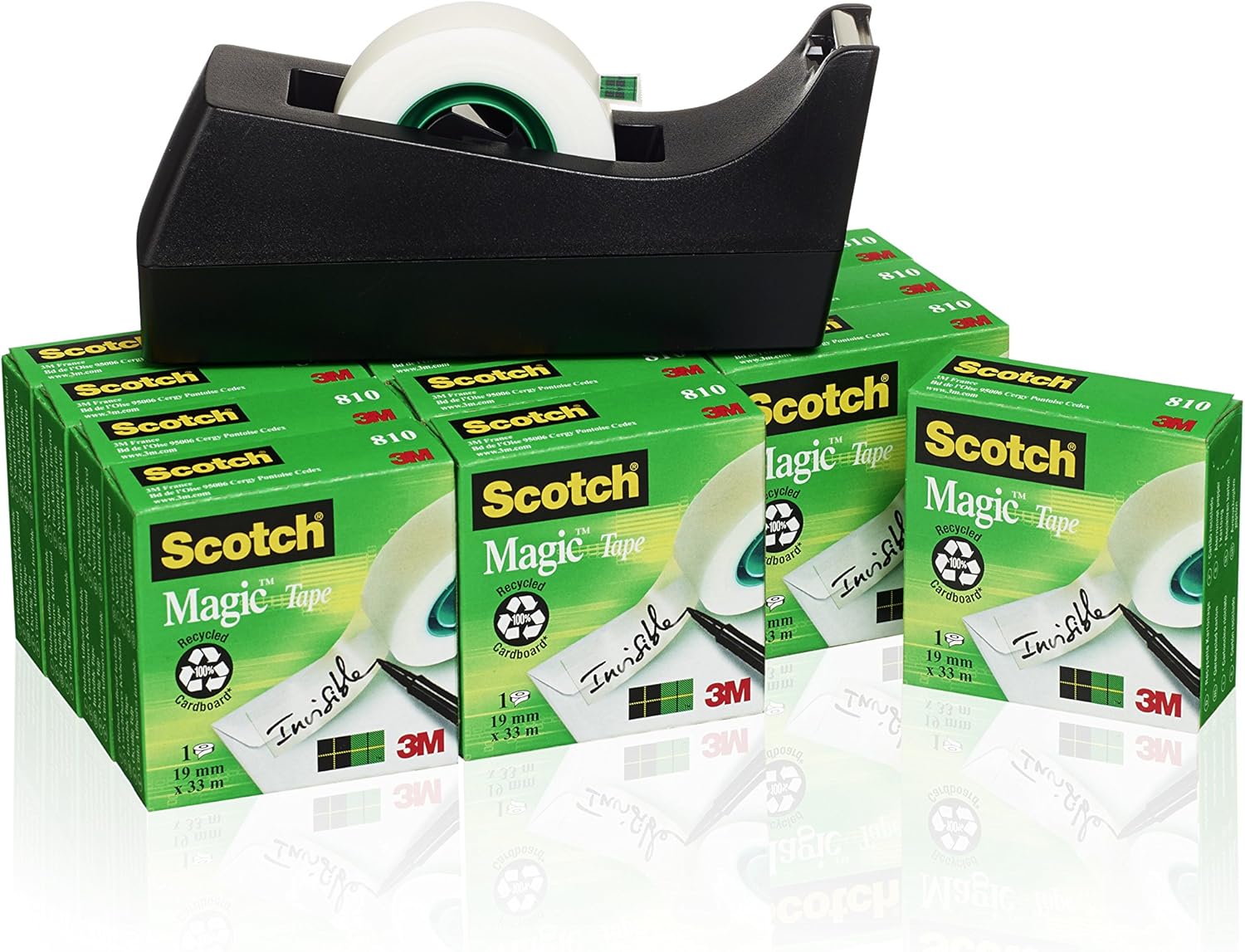 Scotch Tape Dispenser C38, Black + Scotch Magic Tape, 12 Rolls, 19 mm x ...