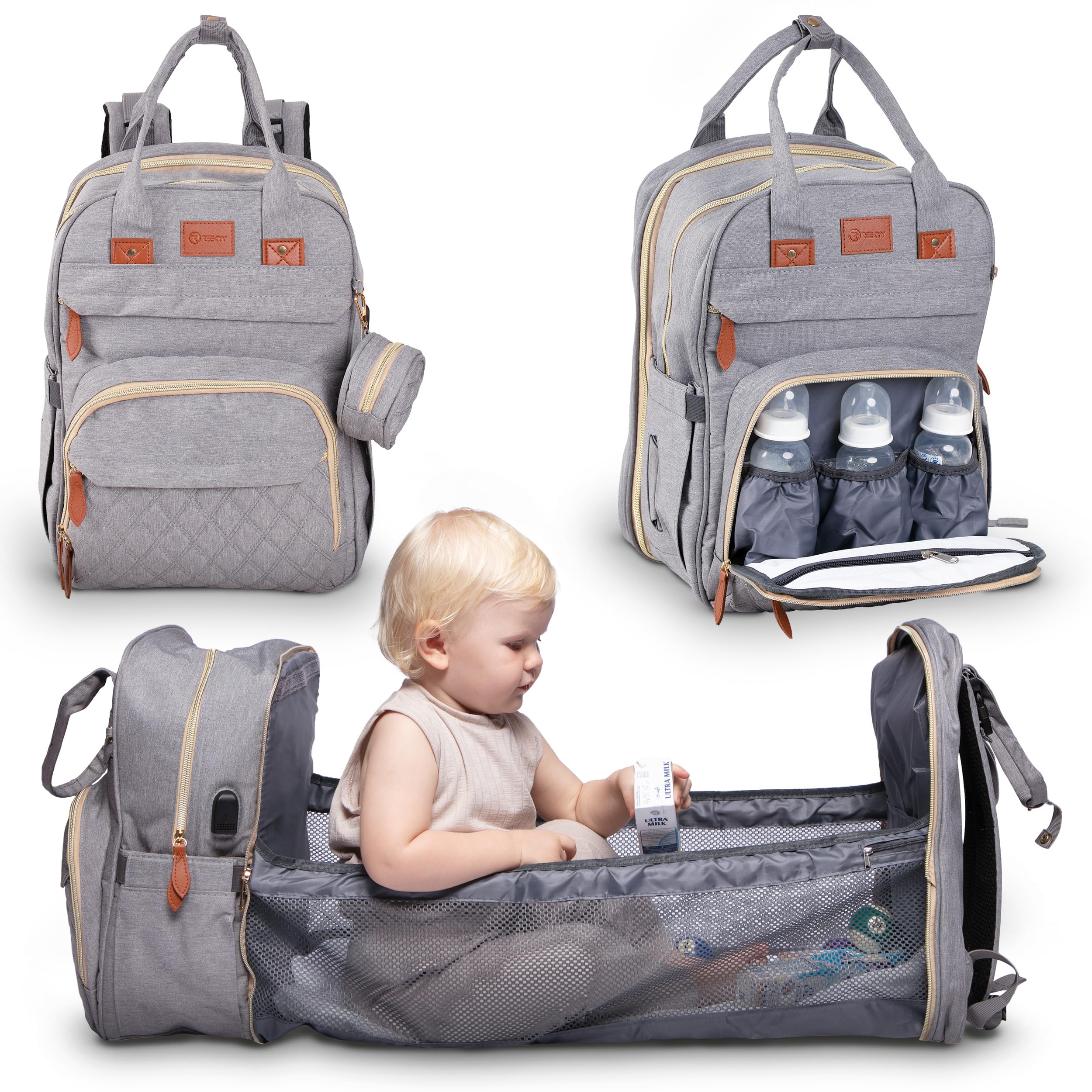 Reekyy Diaper Bags for Baby Boy & Girl - Waterproof Baby Bags with ...