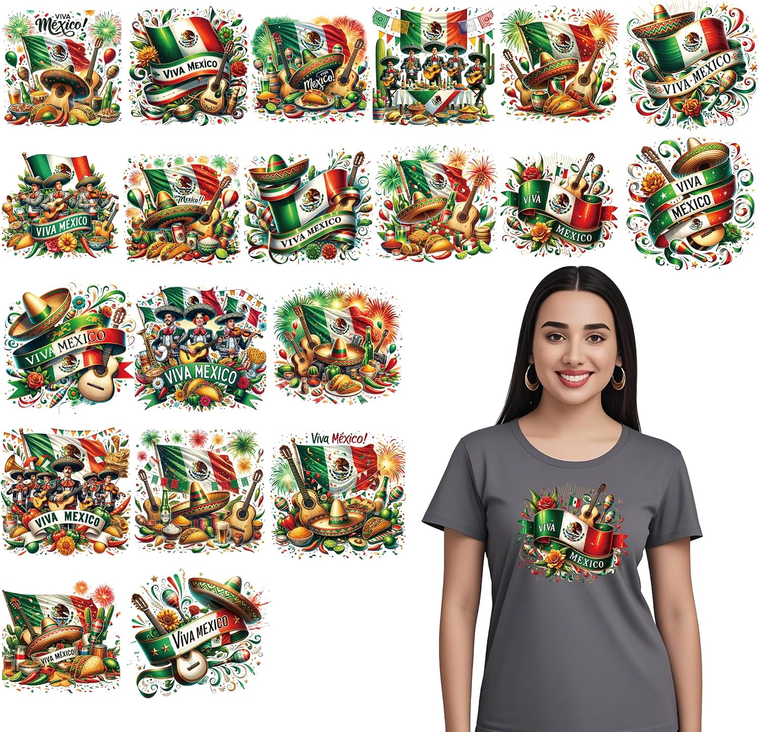 Amazon.com: 20 Sheets Mexico Flag Iron on Transfers for T-Shirts ...