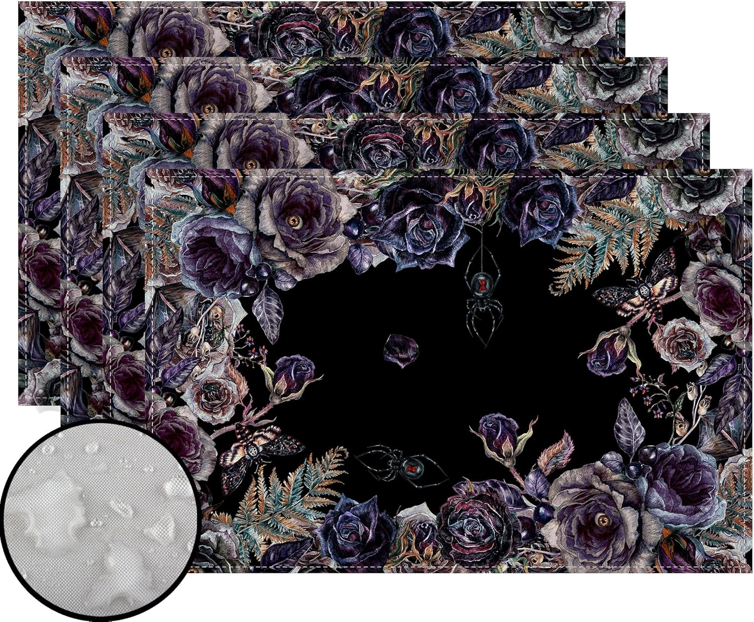 Amazon.com: Halloween Placemats Gothic Skull Table Mats Day of The Dead ...