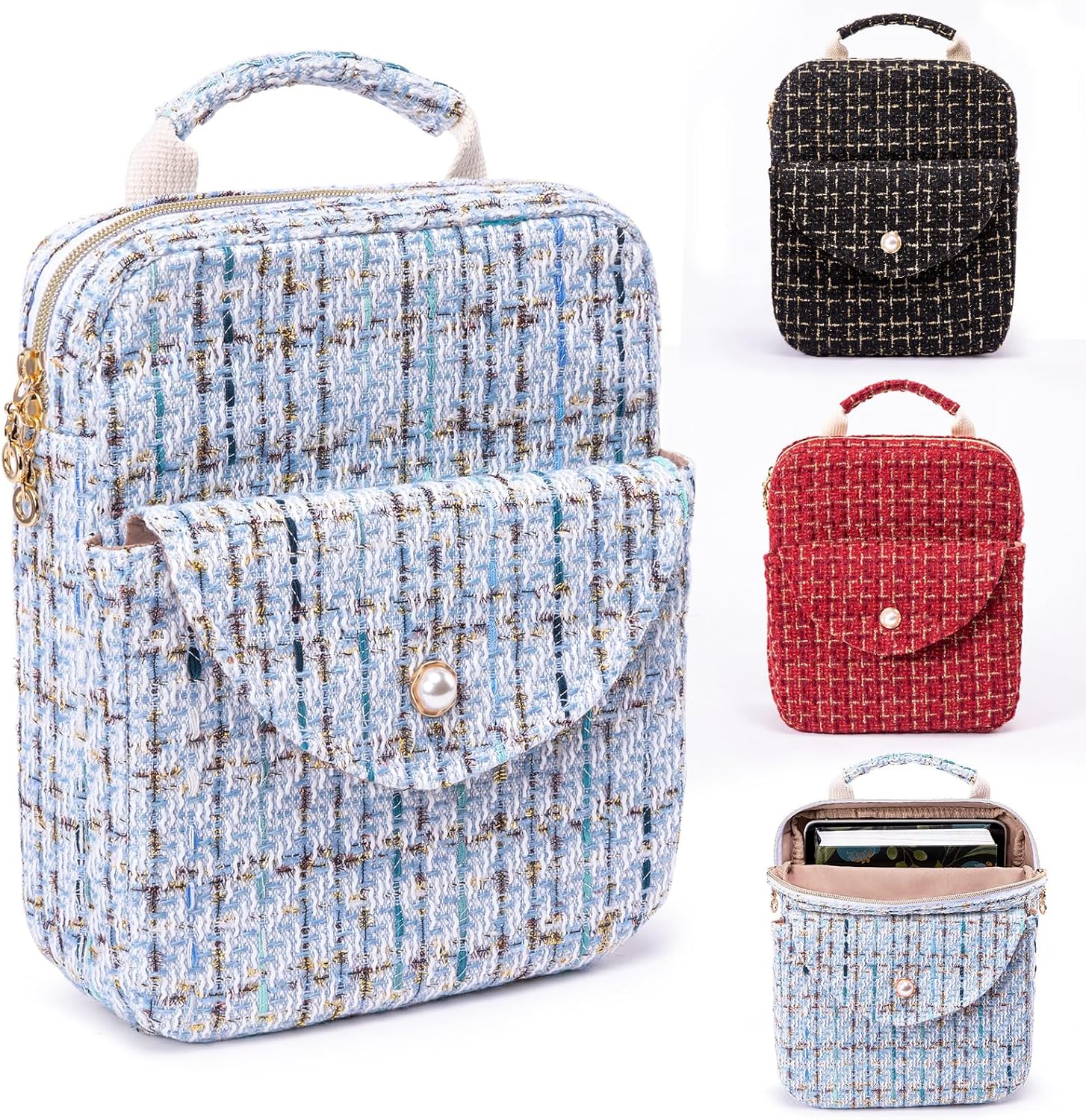 Amazon.com: APLUFINE Tweed Book Sleeve with Zipper - Elegant Zipper ...