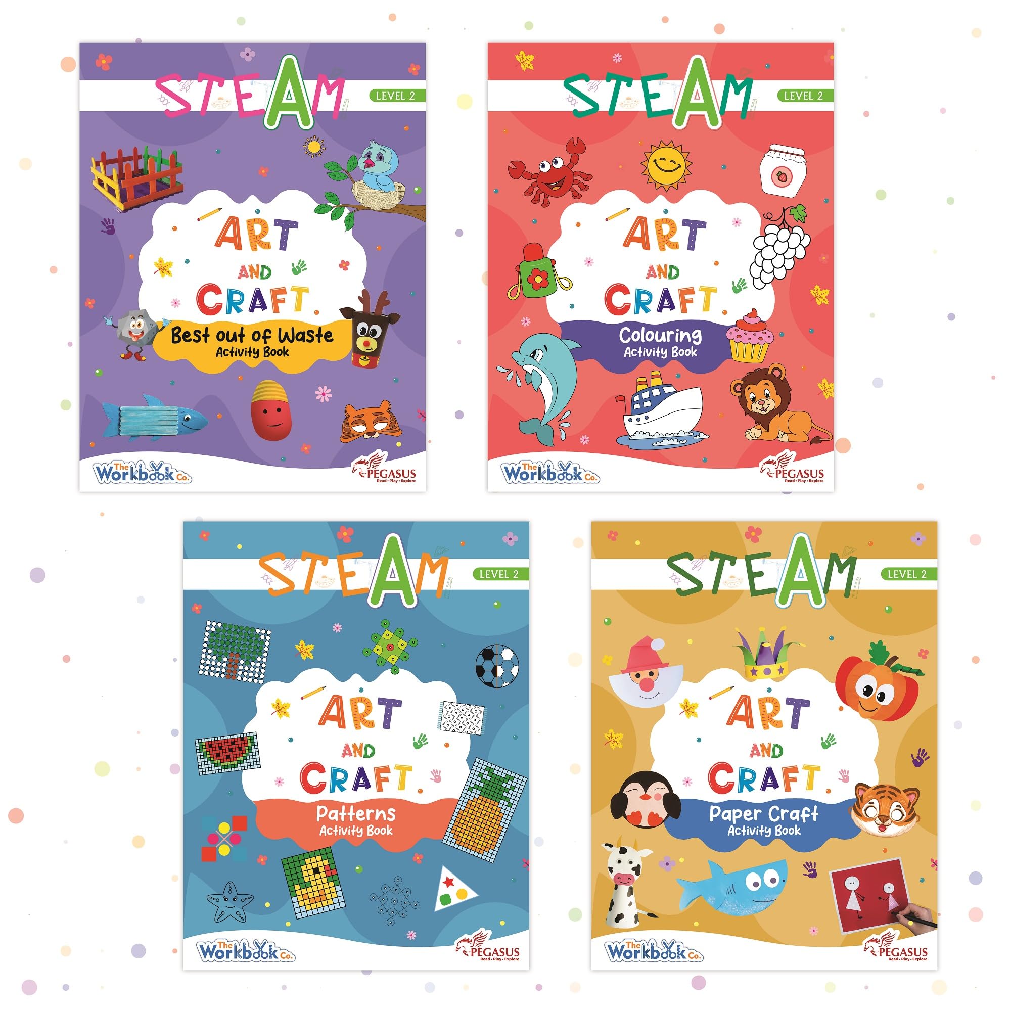 Set of 4 STEAM Art & Craft Books for 4+ | Colouring, Pattern, Best Out ...