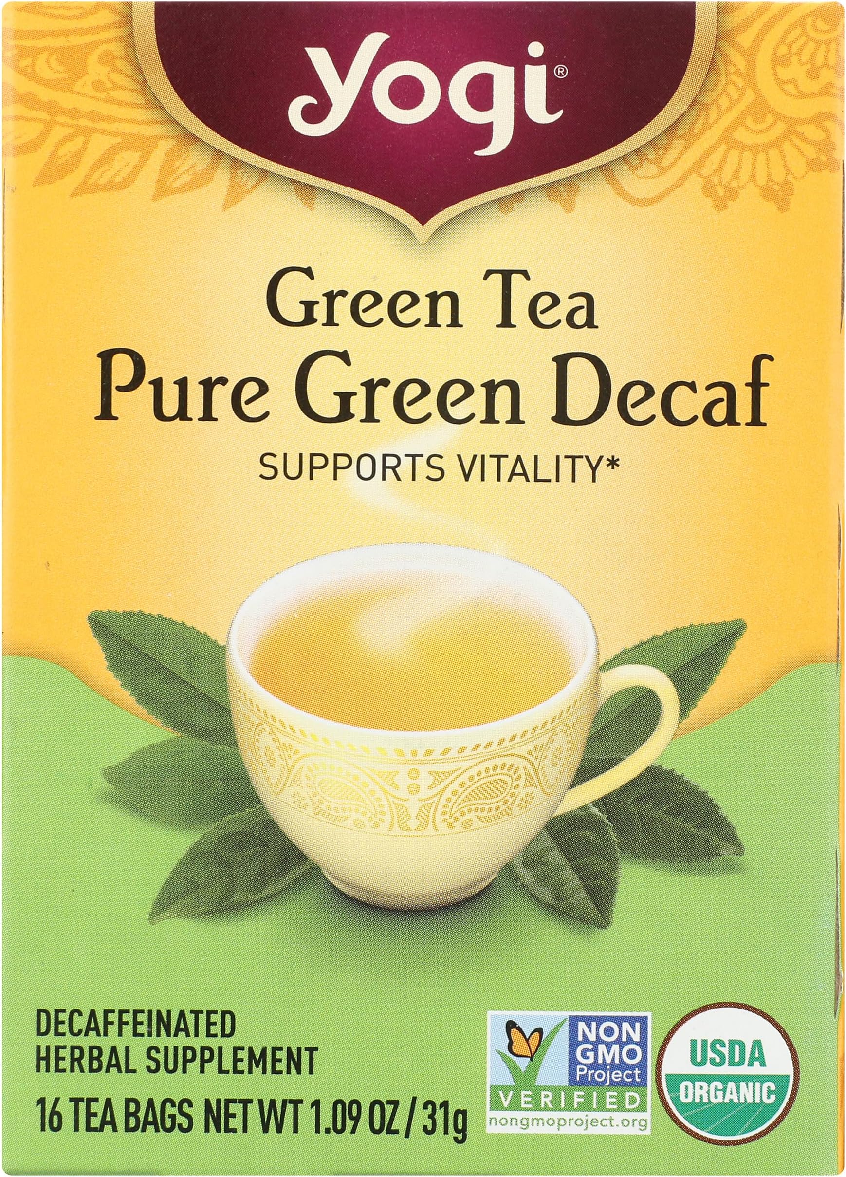 Amazon.com : Yogi Tea, Pure Green Decaf, 16 Count, Packaging May Vary ...